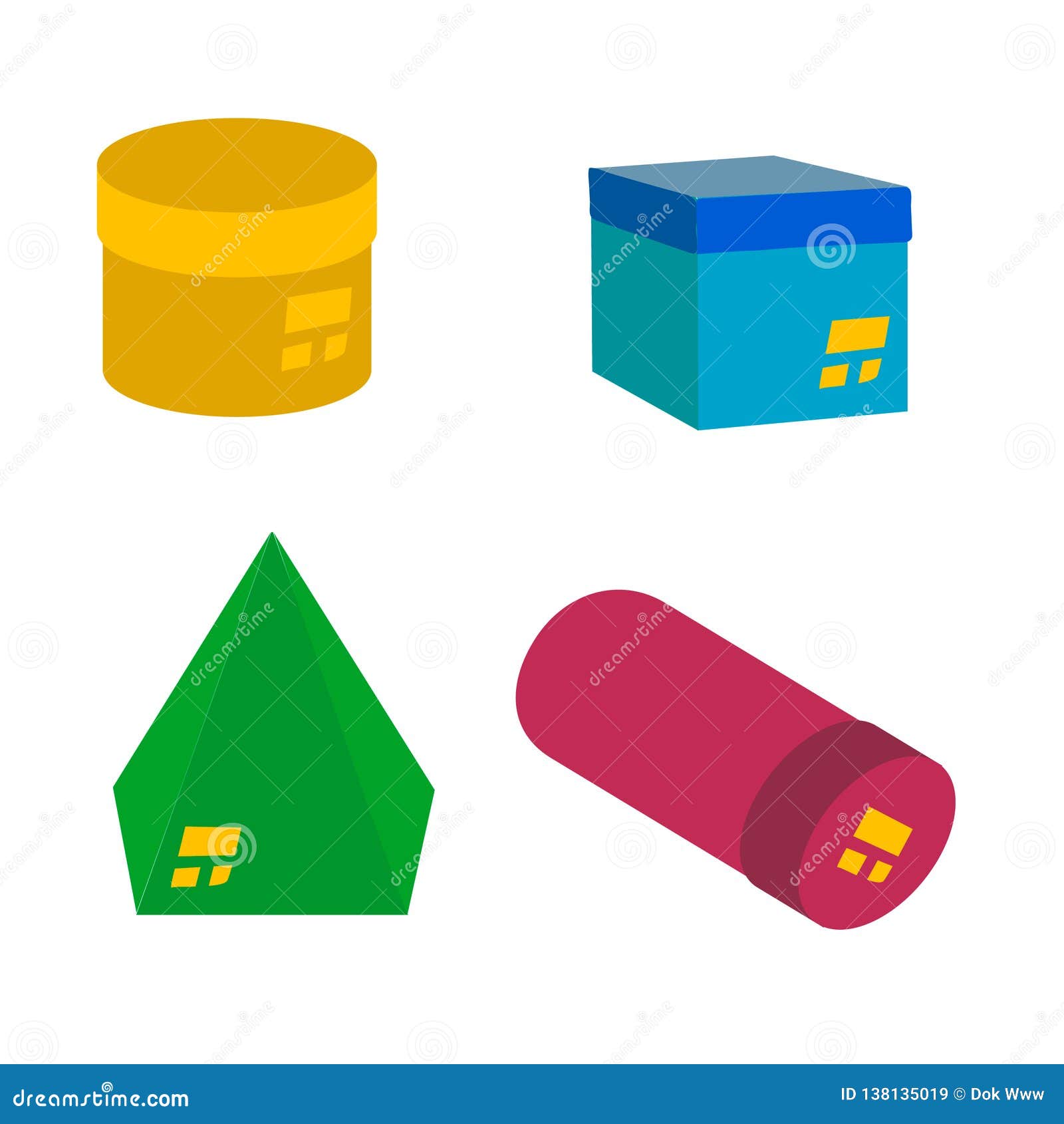 Set of Bright Gift Boxes with Bows of Geometric Shapes Stock Vector ...