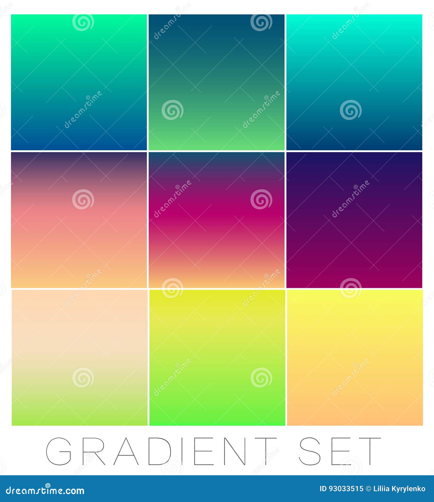 Set of Bright Gradients for the Background. Color Collection Stock ...