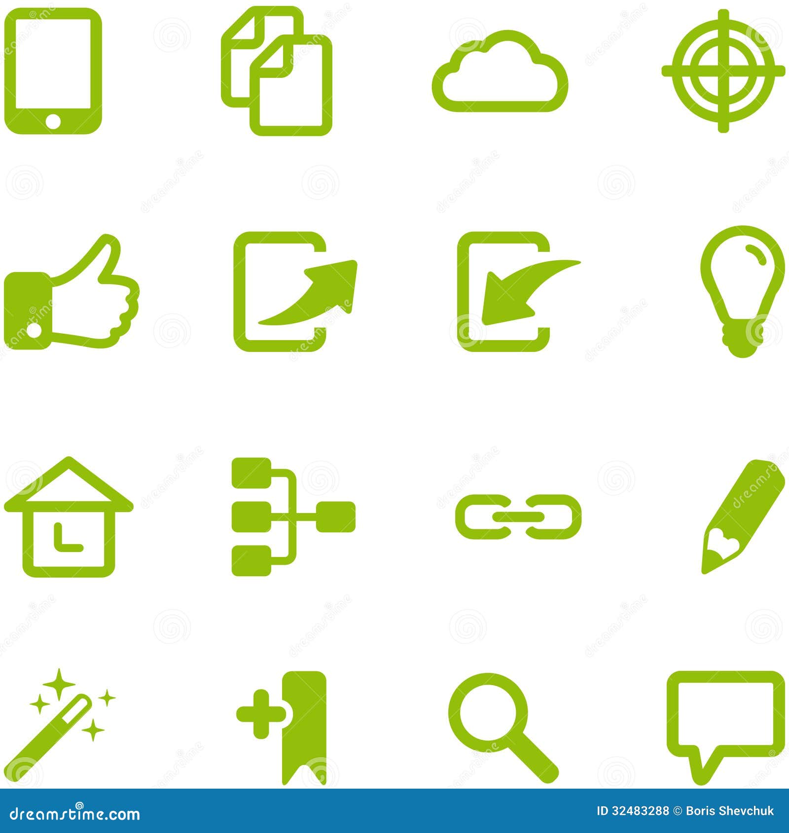 Set of Bright Green Vector Icons. Stock Vector - Illustration of ...