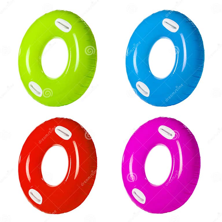 Set with Bright Inflatable Rings on Background Stock Image - Image of ...