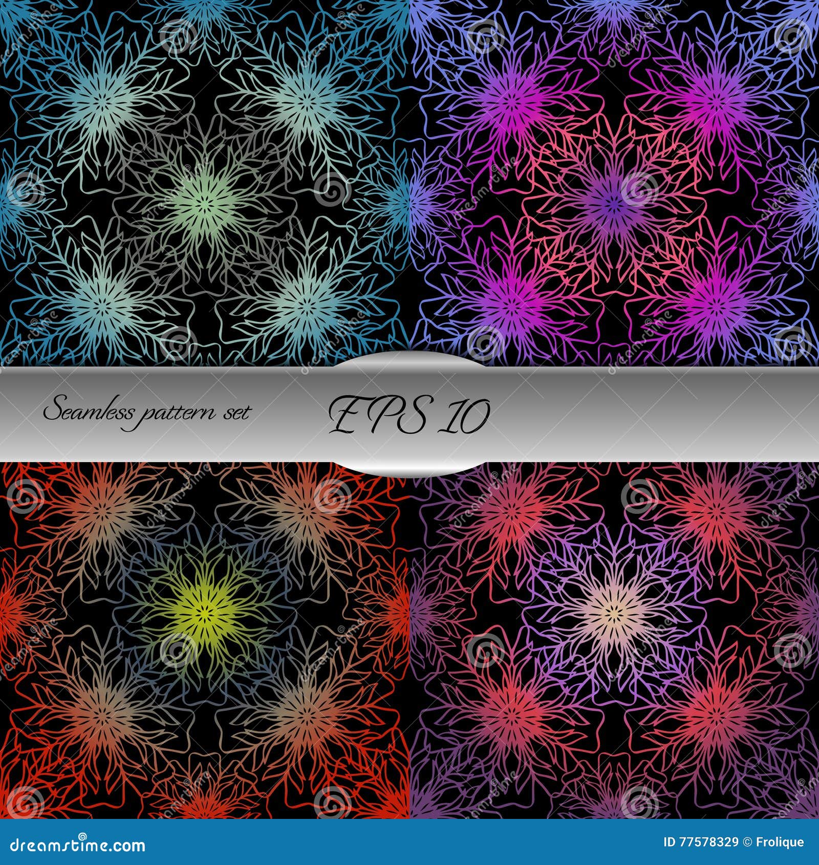 Set of Bright Lace-like Seamless Patterns Stock Vector - Illustration ...