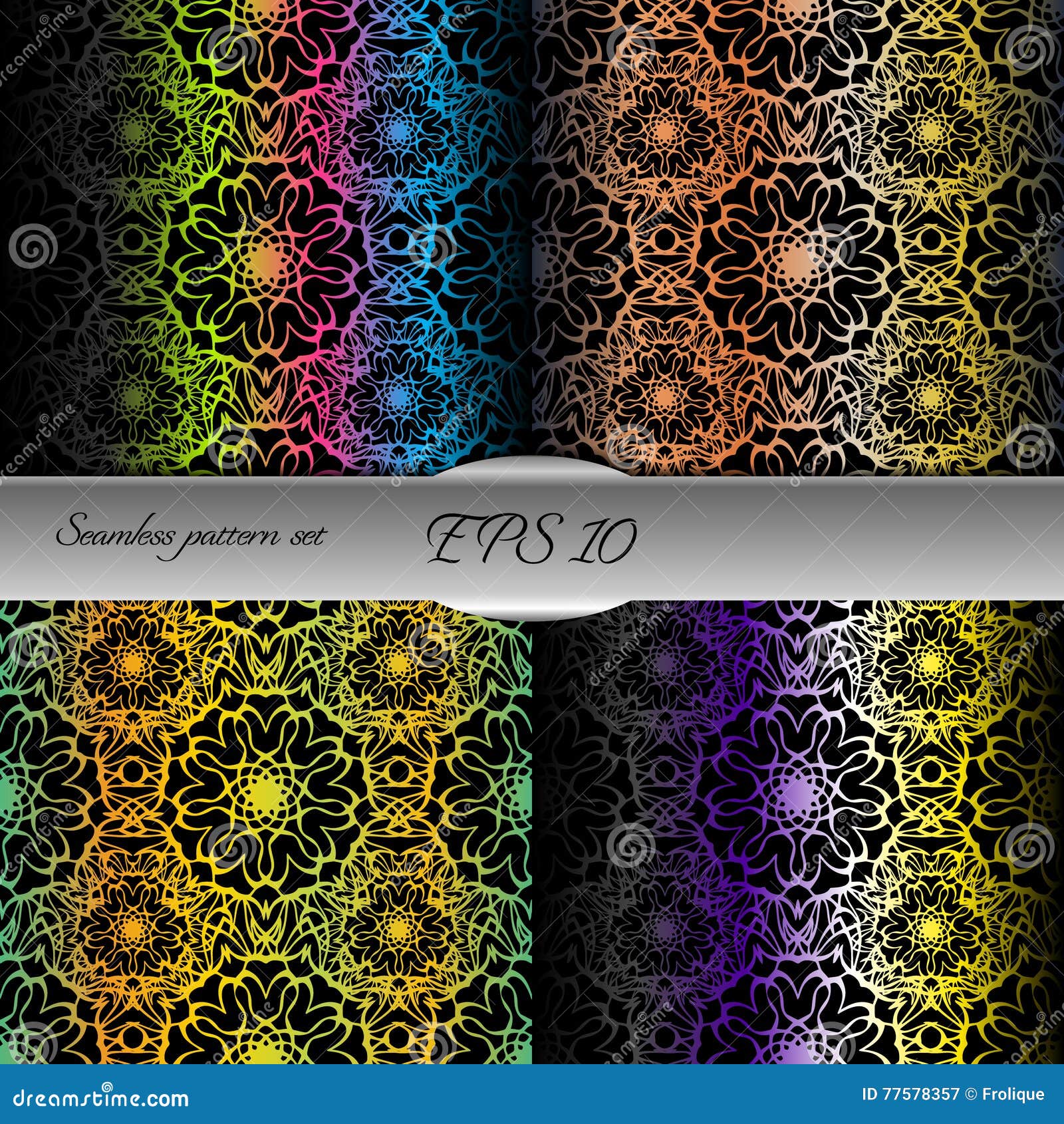 Set of Bright Lace-like Seamless Patterns Stock Vector - Illustration ...