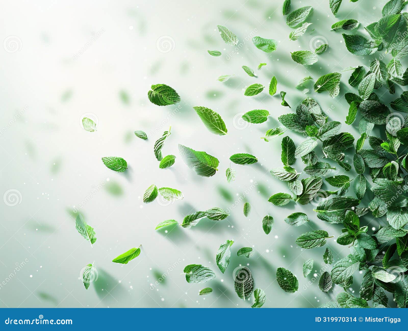 Set of Bright Mint Leaves Isolated on White Background. Photography of ...