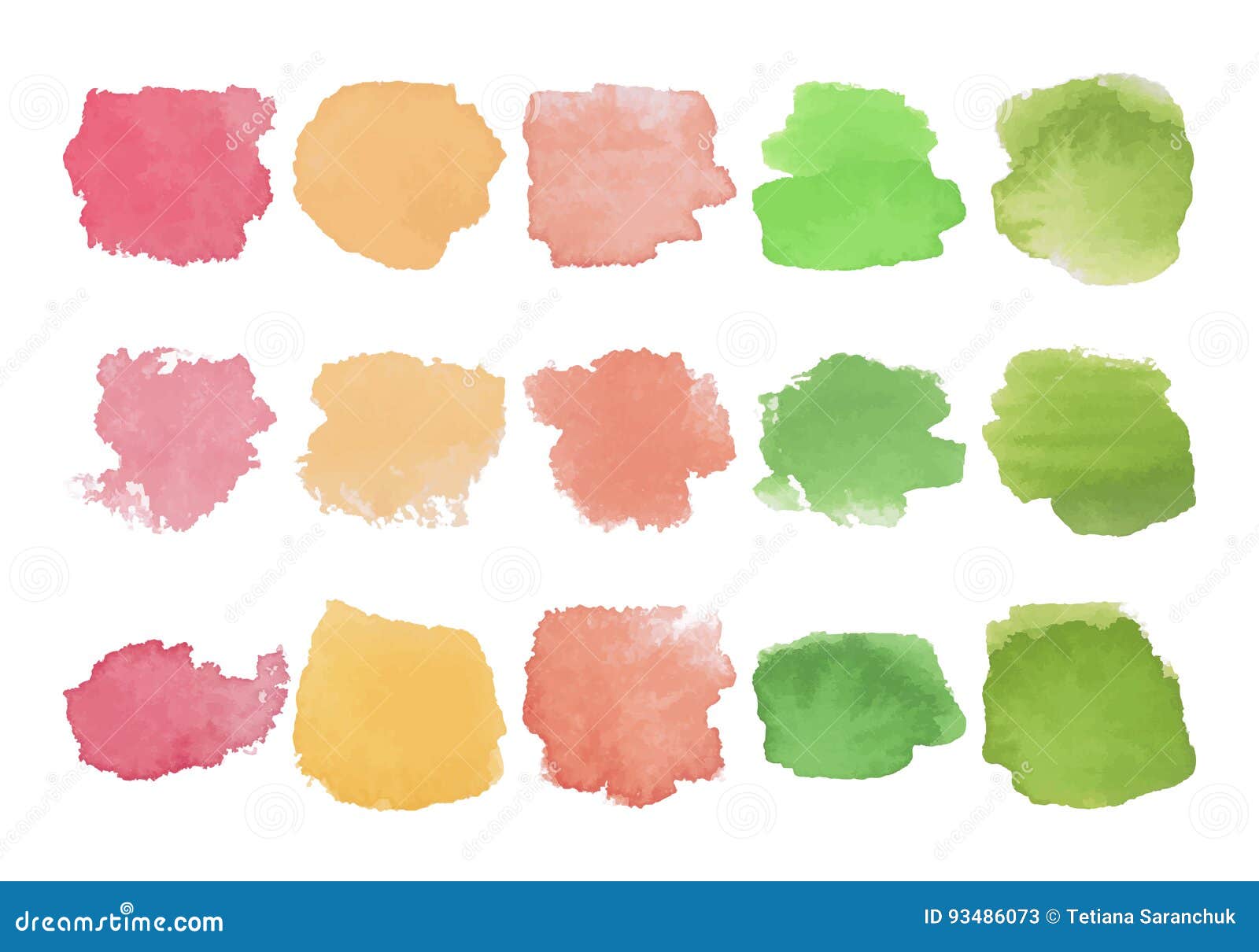 Set of Bright Multicolored Watercolor Stains Stock Vector ...