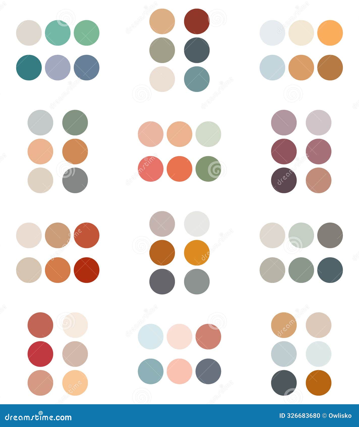 Set of Bright and Muted Colour Palettes Stock Illustration ...