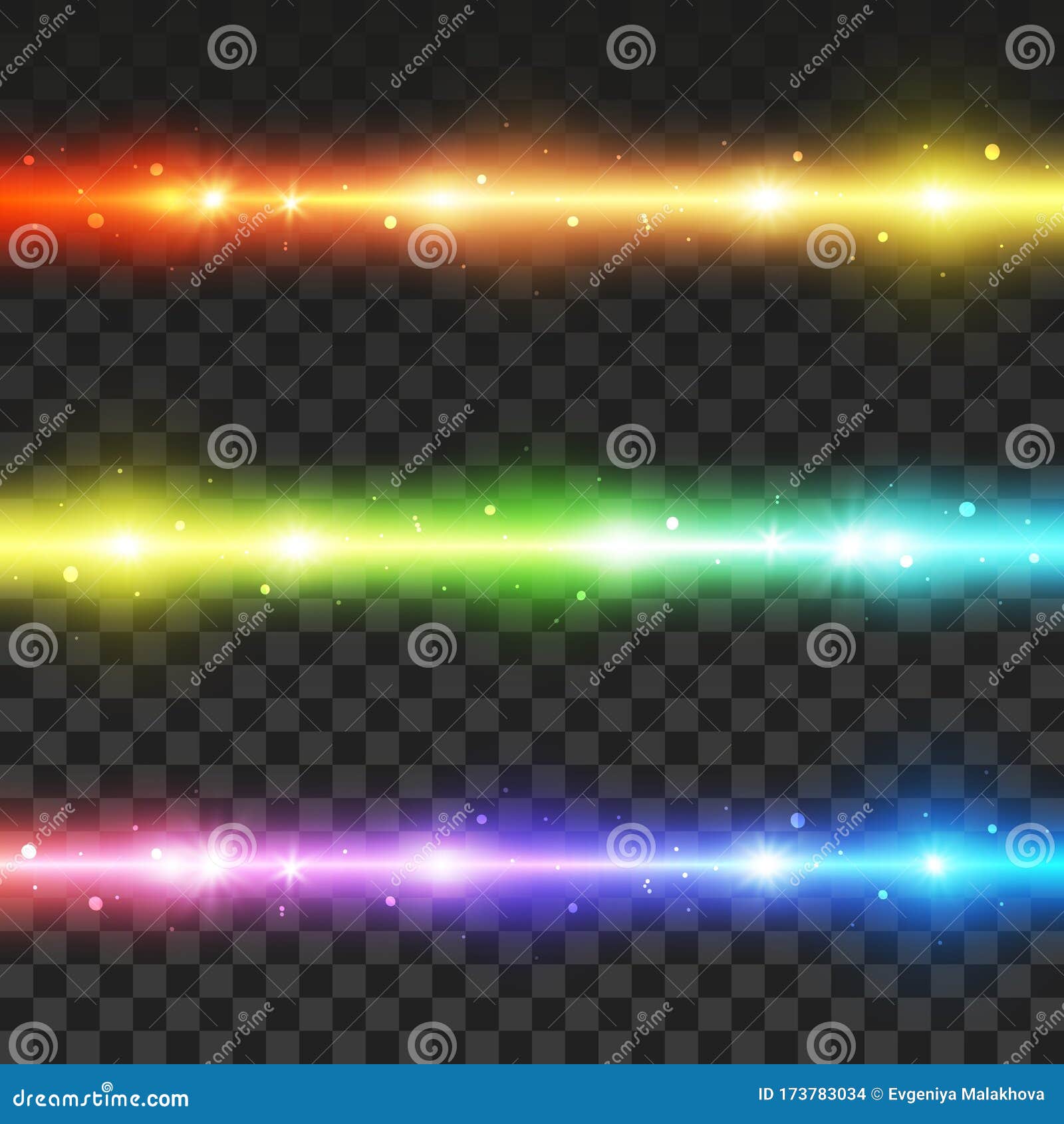 Set of Bright Neon Horizontal Lines with Transparent Effects - Vector ...