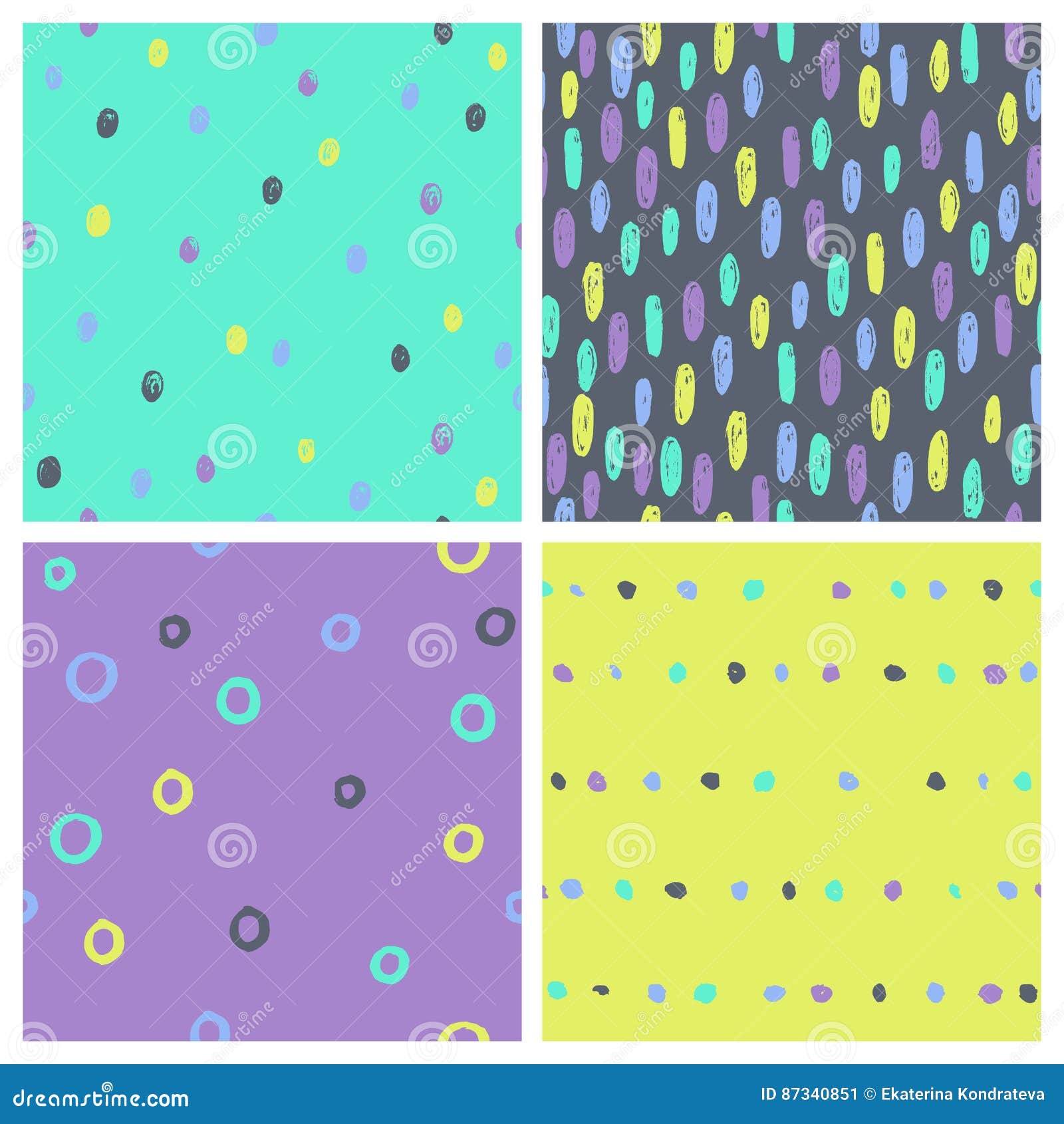 Set of Bright Paint Drops Seamless Patterns. Stock Vector ...
