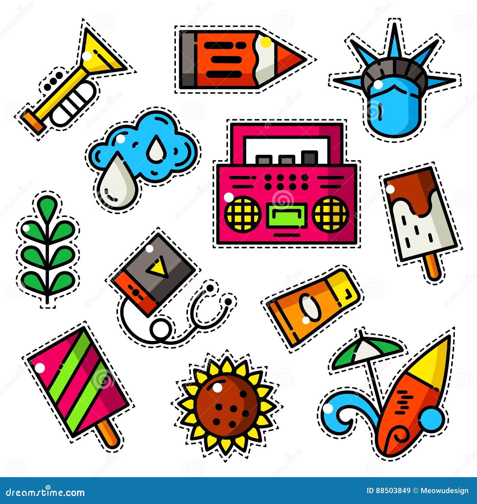 Set of Bright Patches Vector Illustration Stock Vector - Illustration ...