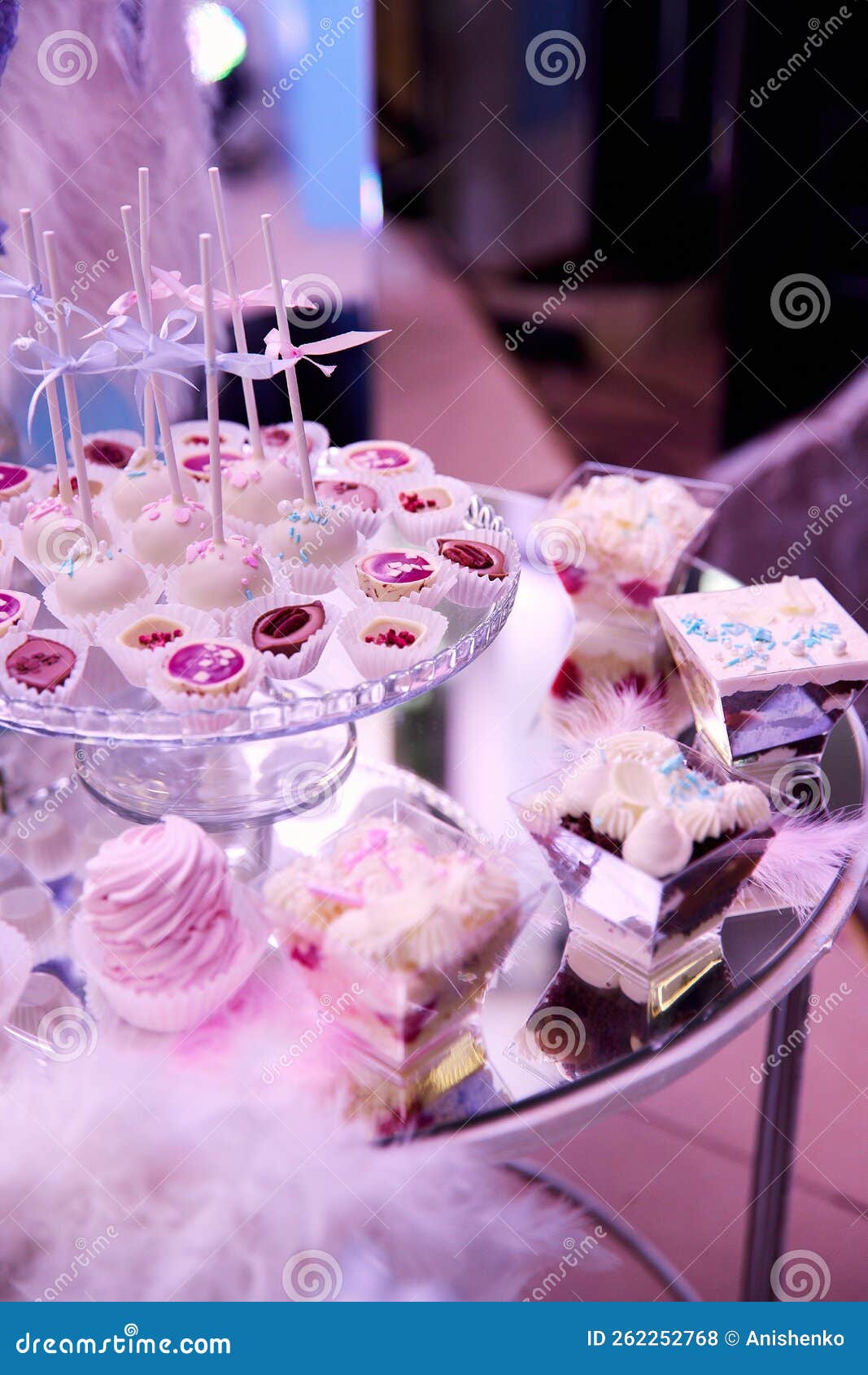 A Set of Bright Pink Sweets on a Beautiful Stand Stock Photo - Image of ...