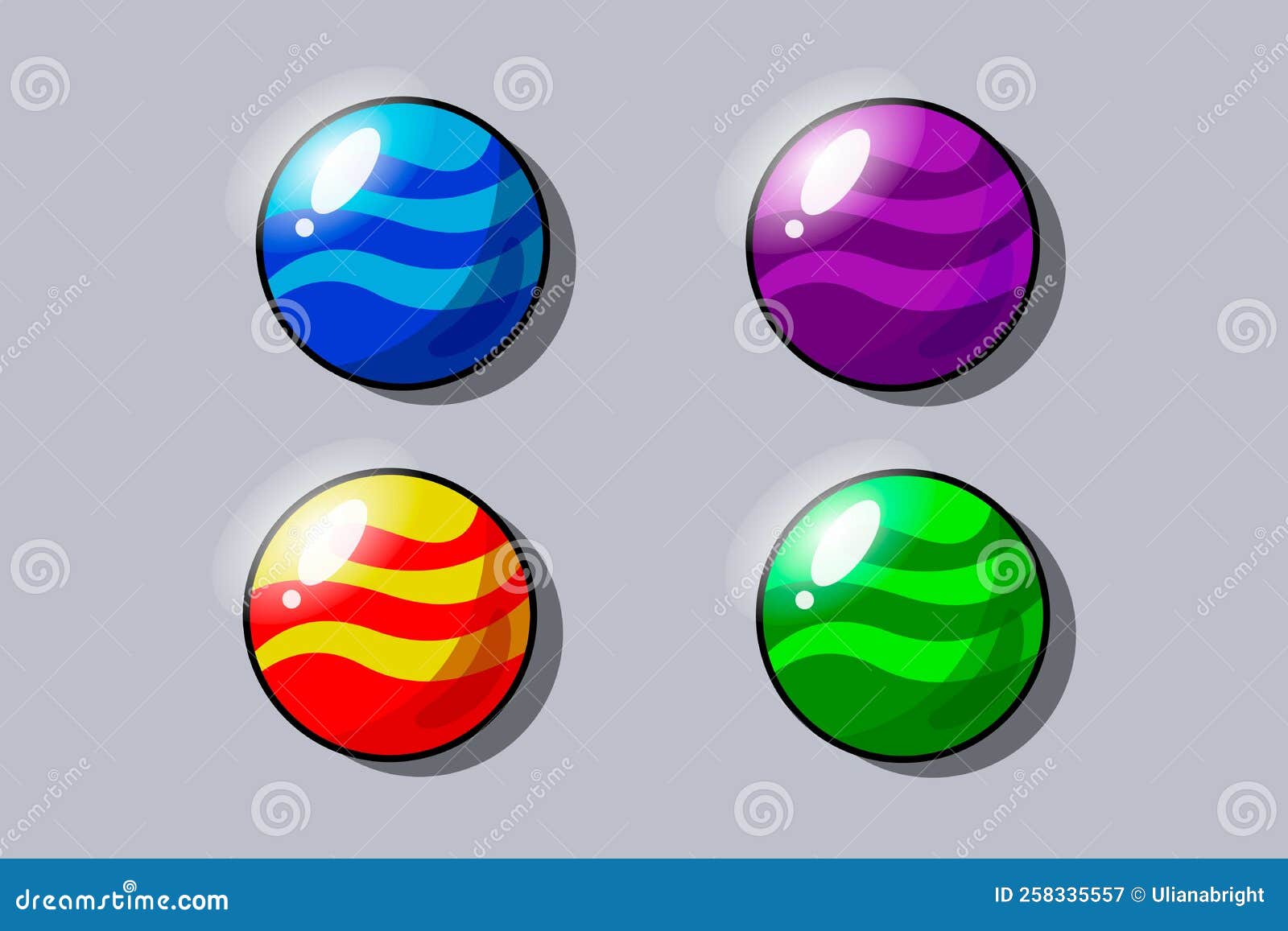 Set Bright Planets for Game Design or Application. Vector Illustration ...