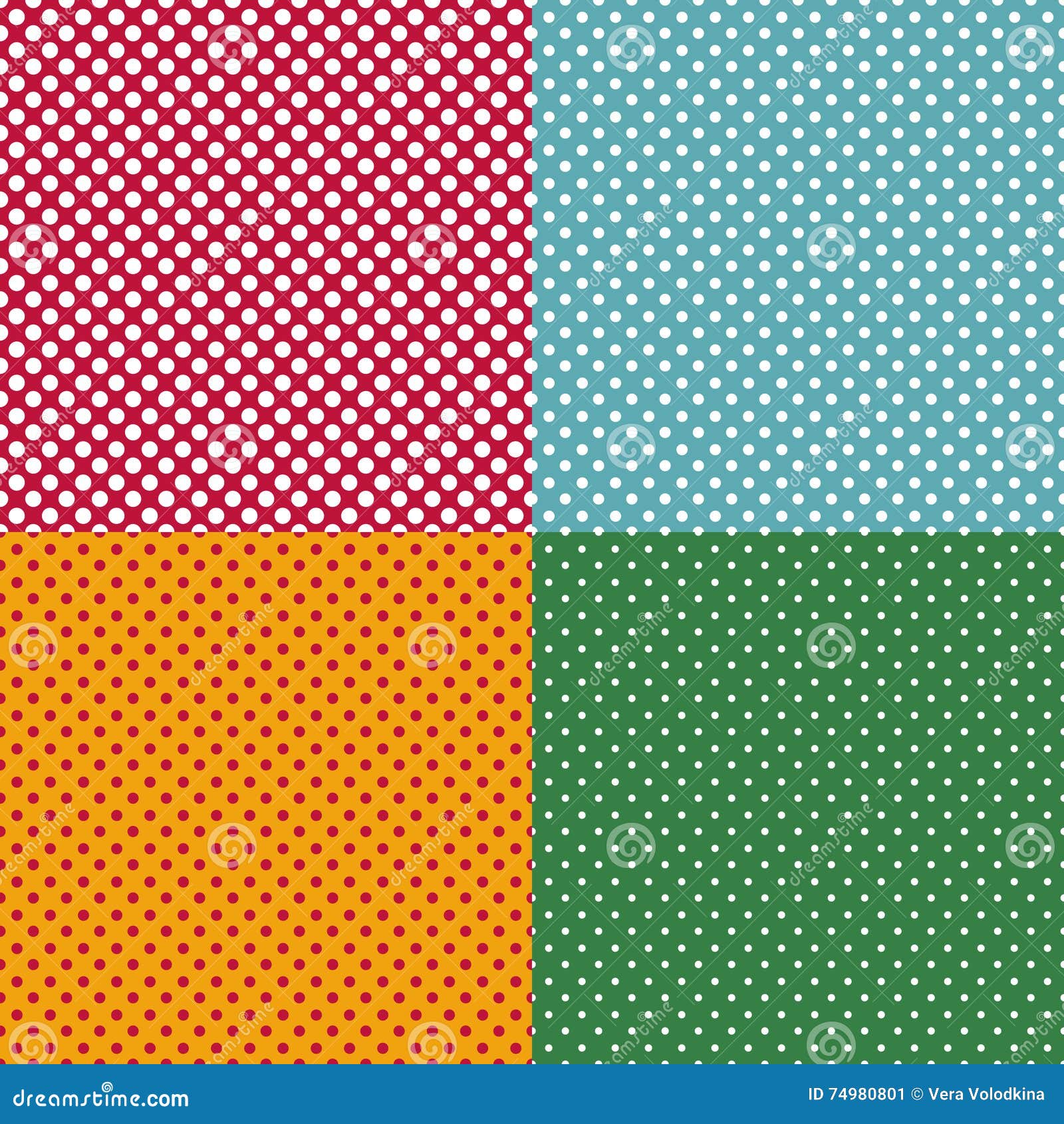 Set of Bright Seamless Patterns with Dots. Stock Vector - Illustration ...