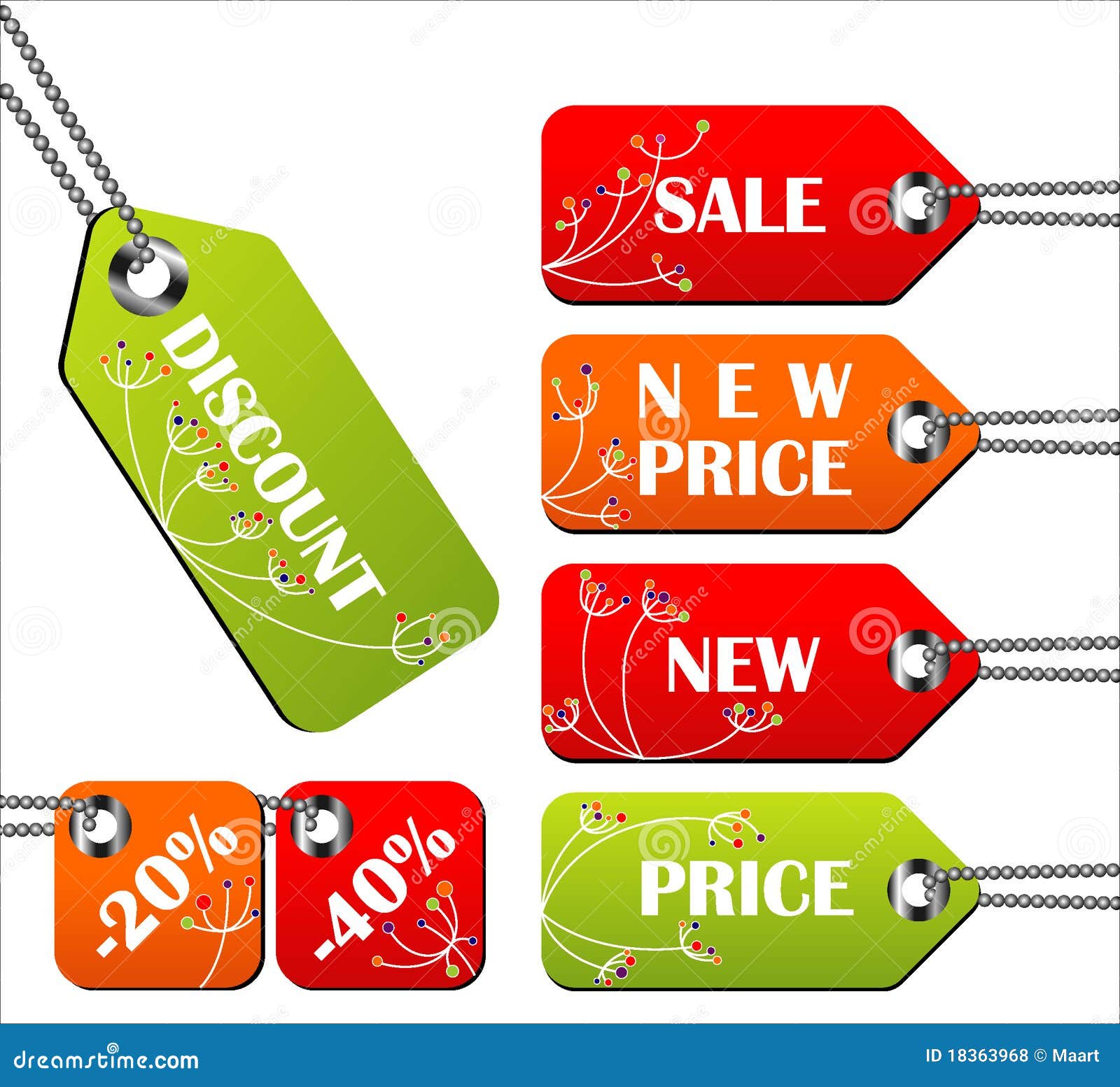 Set of bright spring tags stock vector. Illustration of business - 18363968