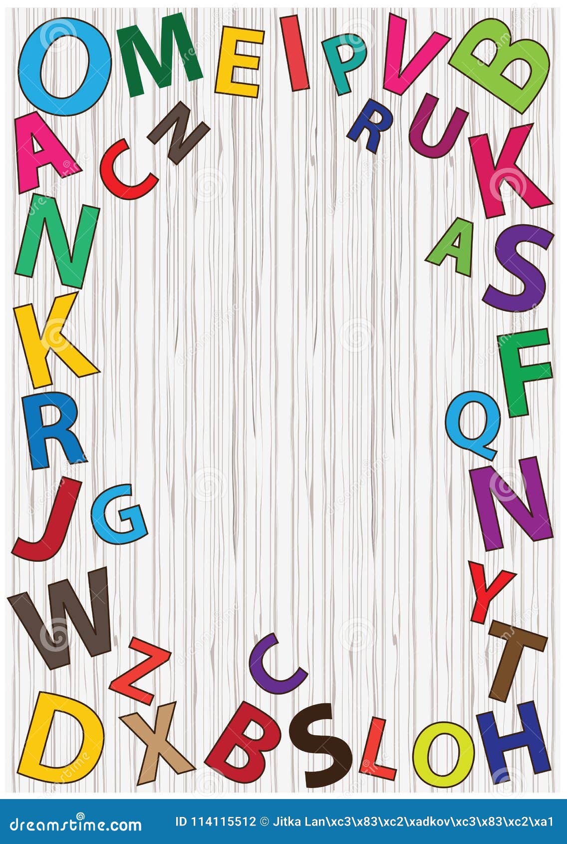 Set of Bright Vector Alphabet Letters on Wooden Texture Background ...