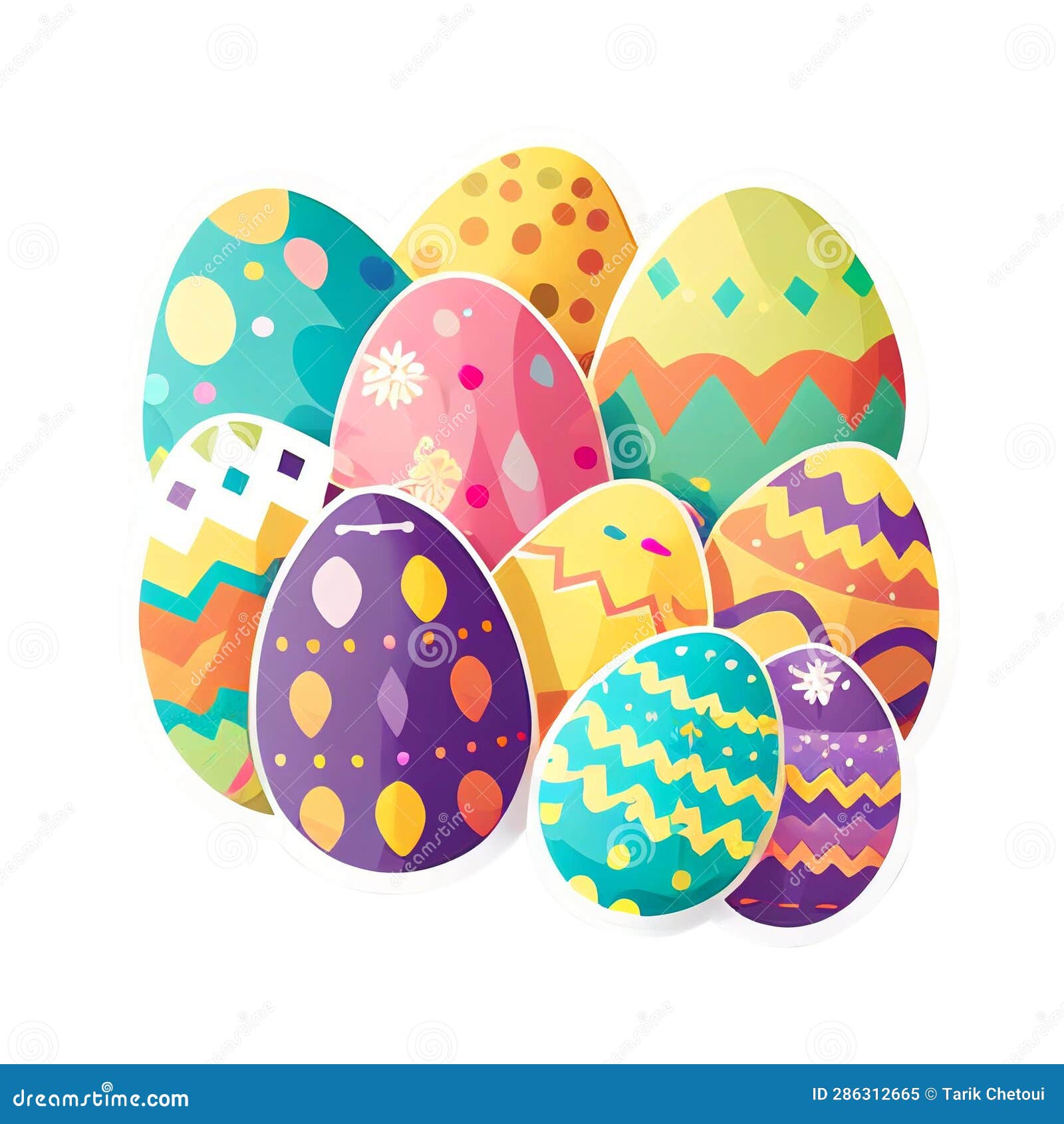 Easter Eggs Sticker Illustration Cartoon Isolated on White Background ...