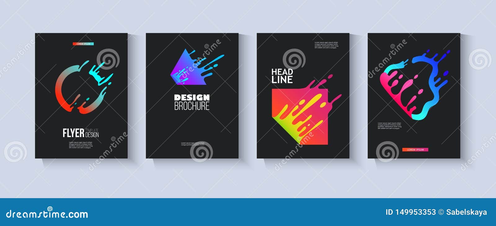 Set of Brochure, Flyer and Poster with Splash, Different Liquid Flat ...