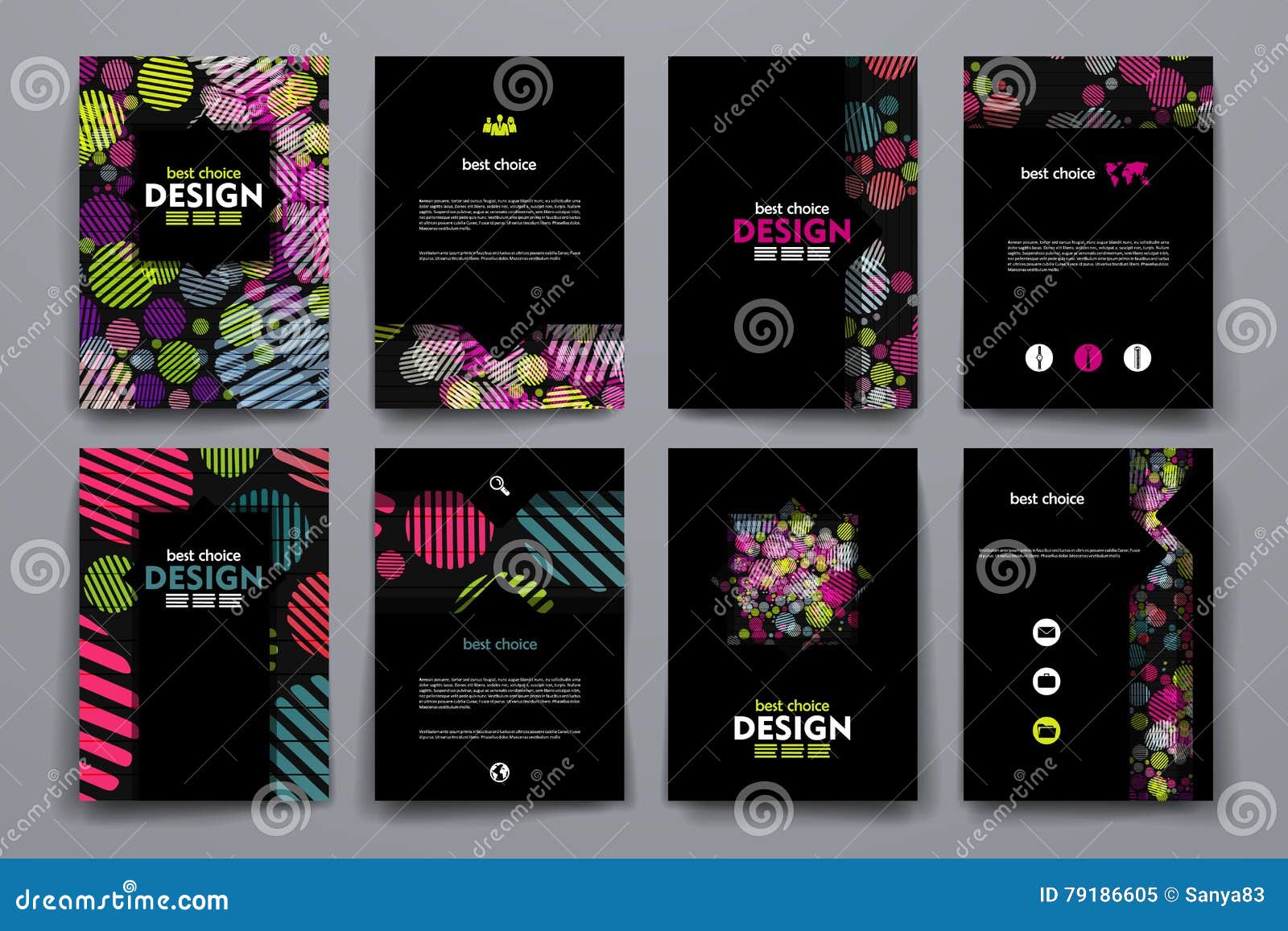 Set of Brochure, Poster Design Templates in Abstract Background Style ...