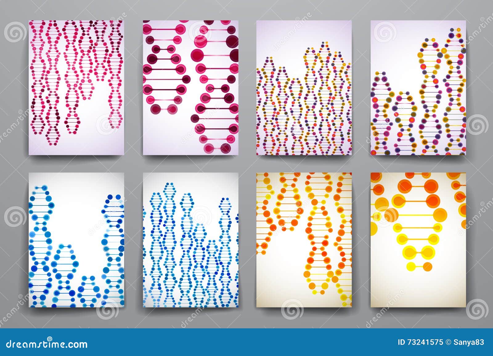 Set of Brochure, Poster Design Templates in DNA Molecule Style Stock ...
