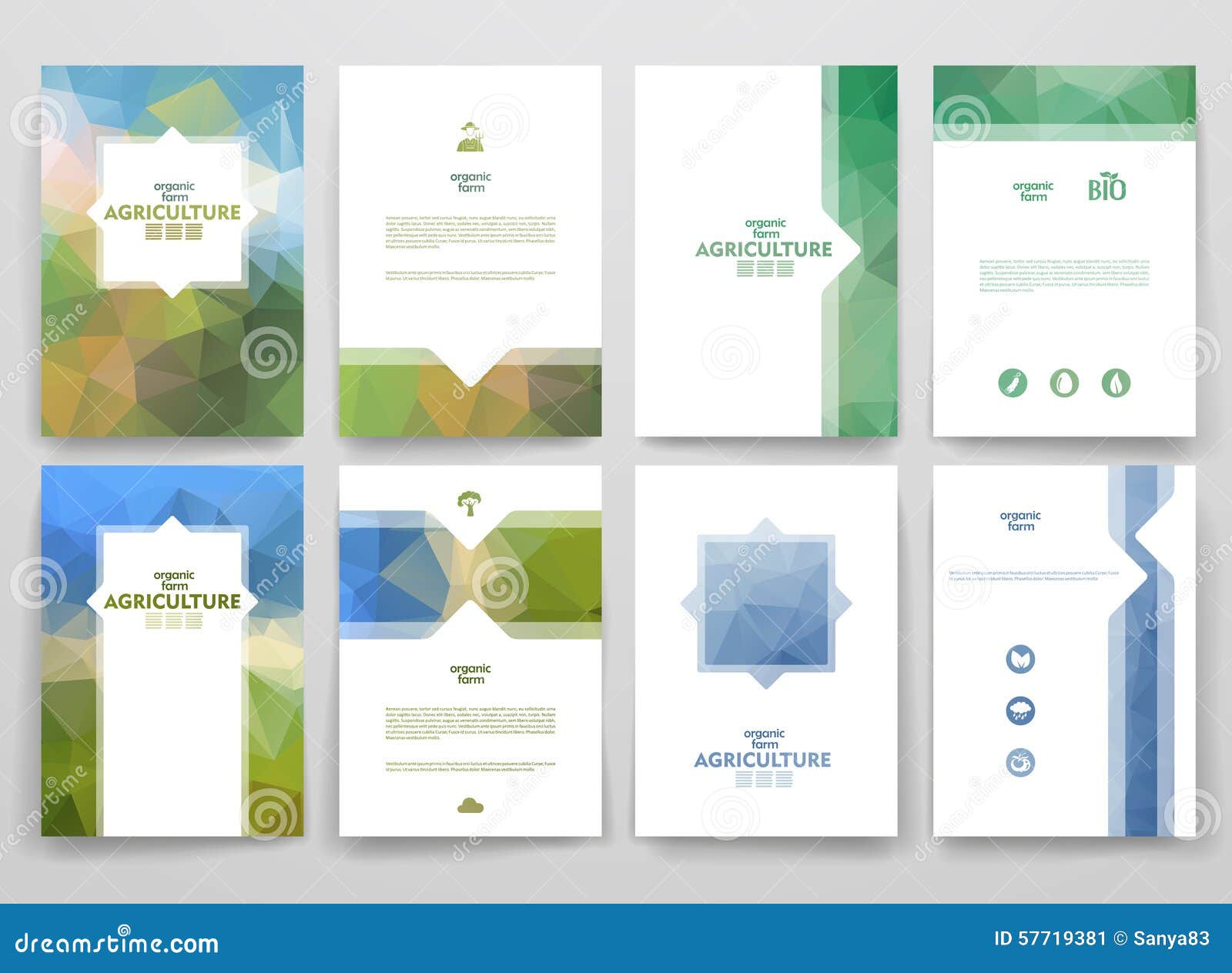 Set Of Brochures In Poligonal Style. Beautiful Frames And Backgrounds ...