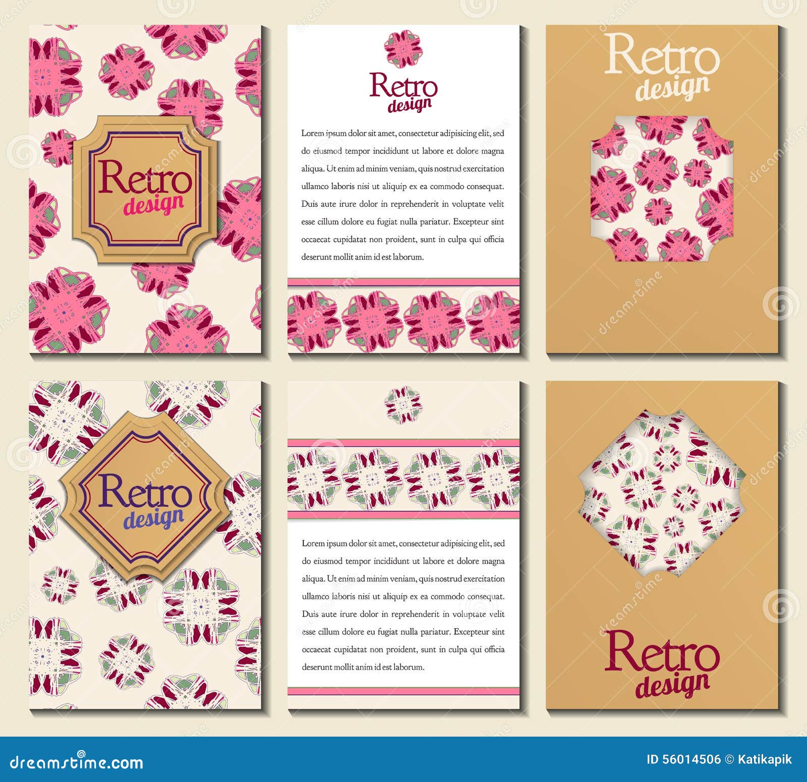 Set of Brochures in Retro Style. Vector Brochure Stock Vector ...