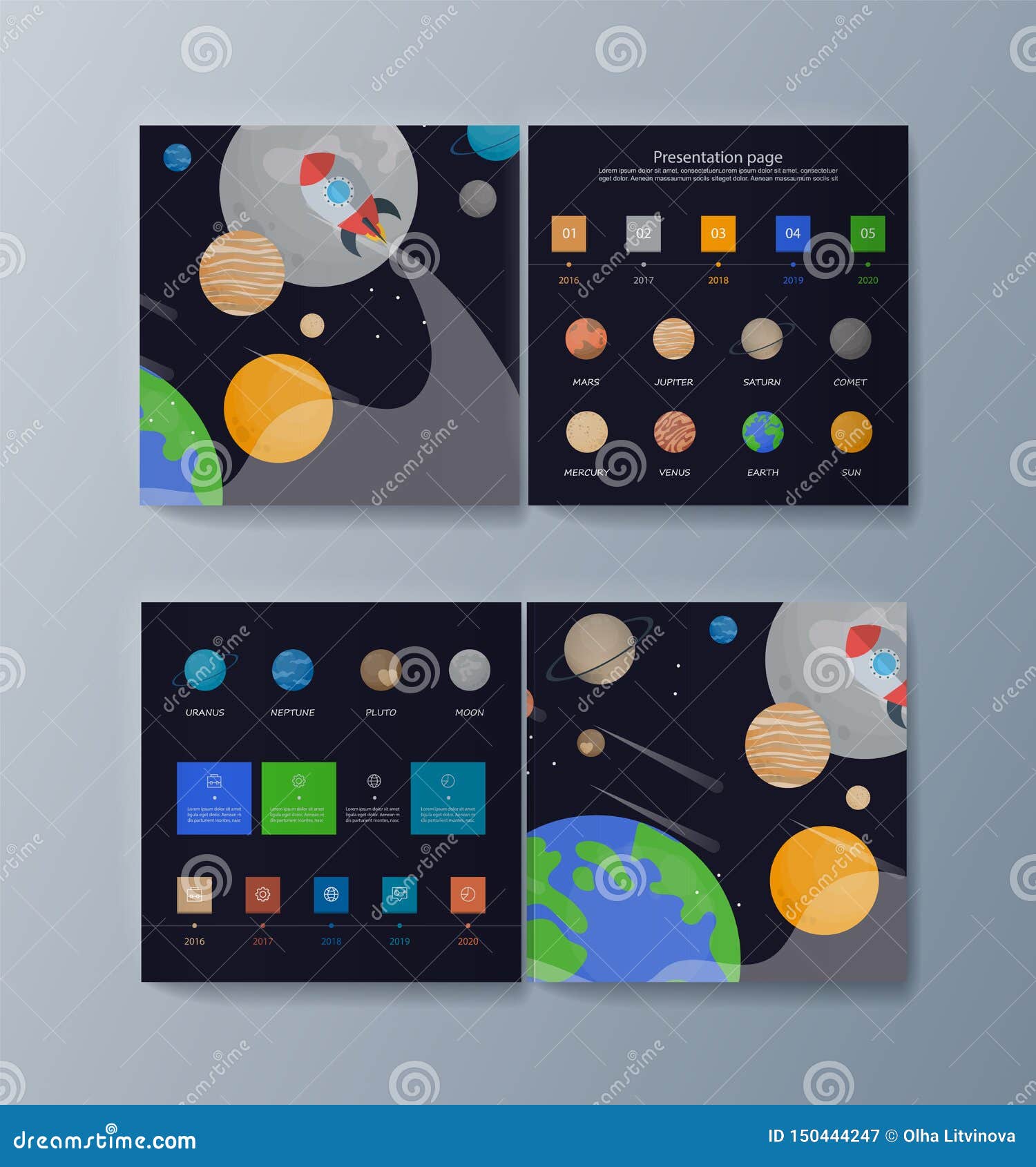 Set of Brochures for Space Exploration and Gravity Research Stock ...