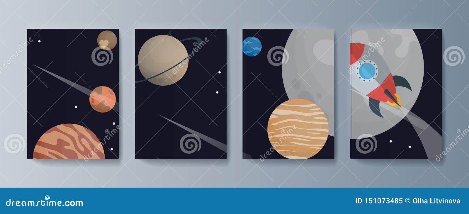 Set of Brochures for Space Exploration and Gravity Research Stock ...