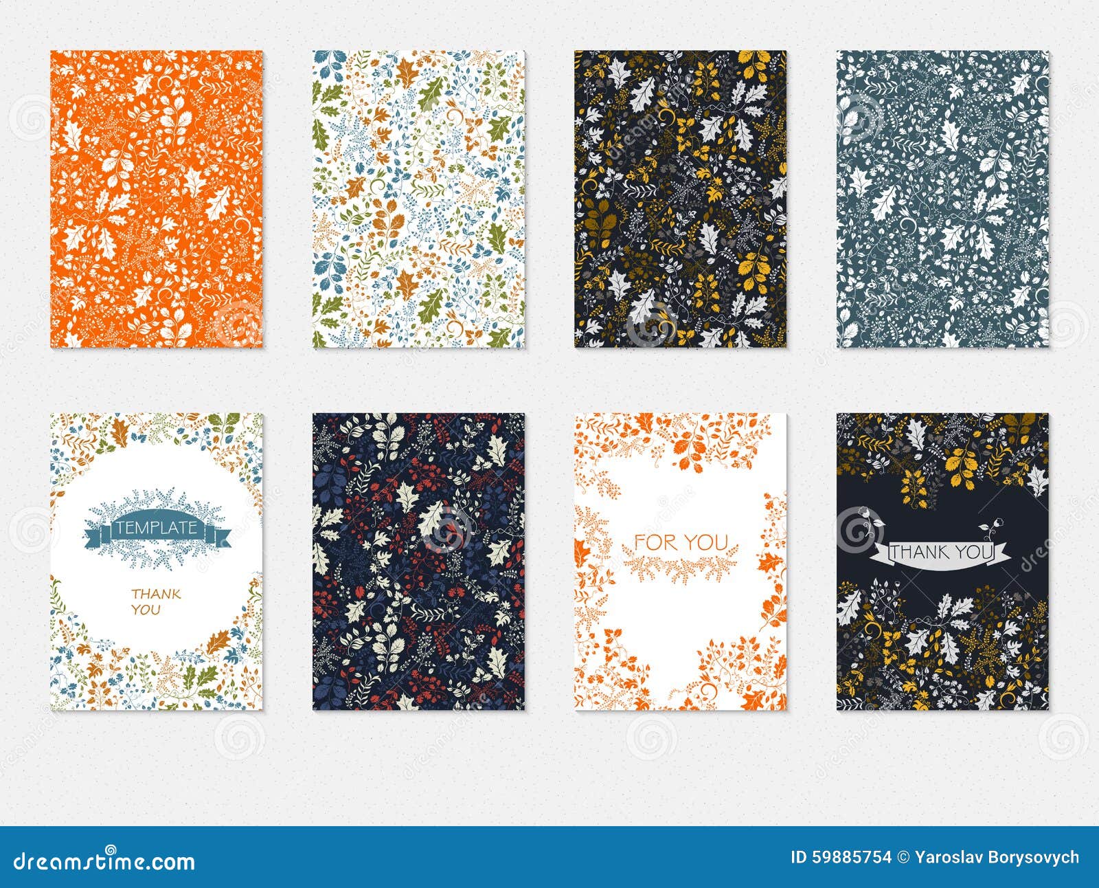 Set of Brochures Templates with Floral Pattern, Cards Blanks, Flyers ...