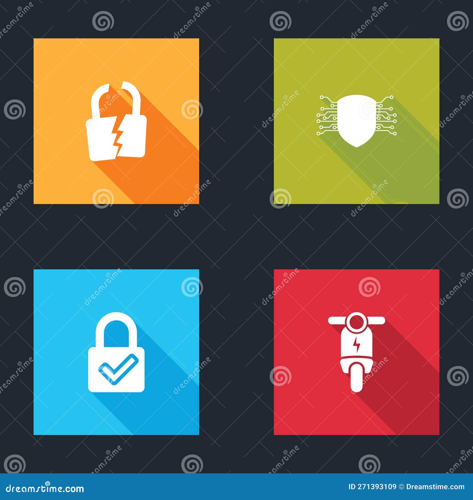 Set Broken or Cracked Lock, Cyber Security, Lock and Check Mark and ...