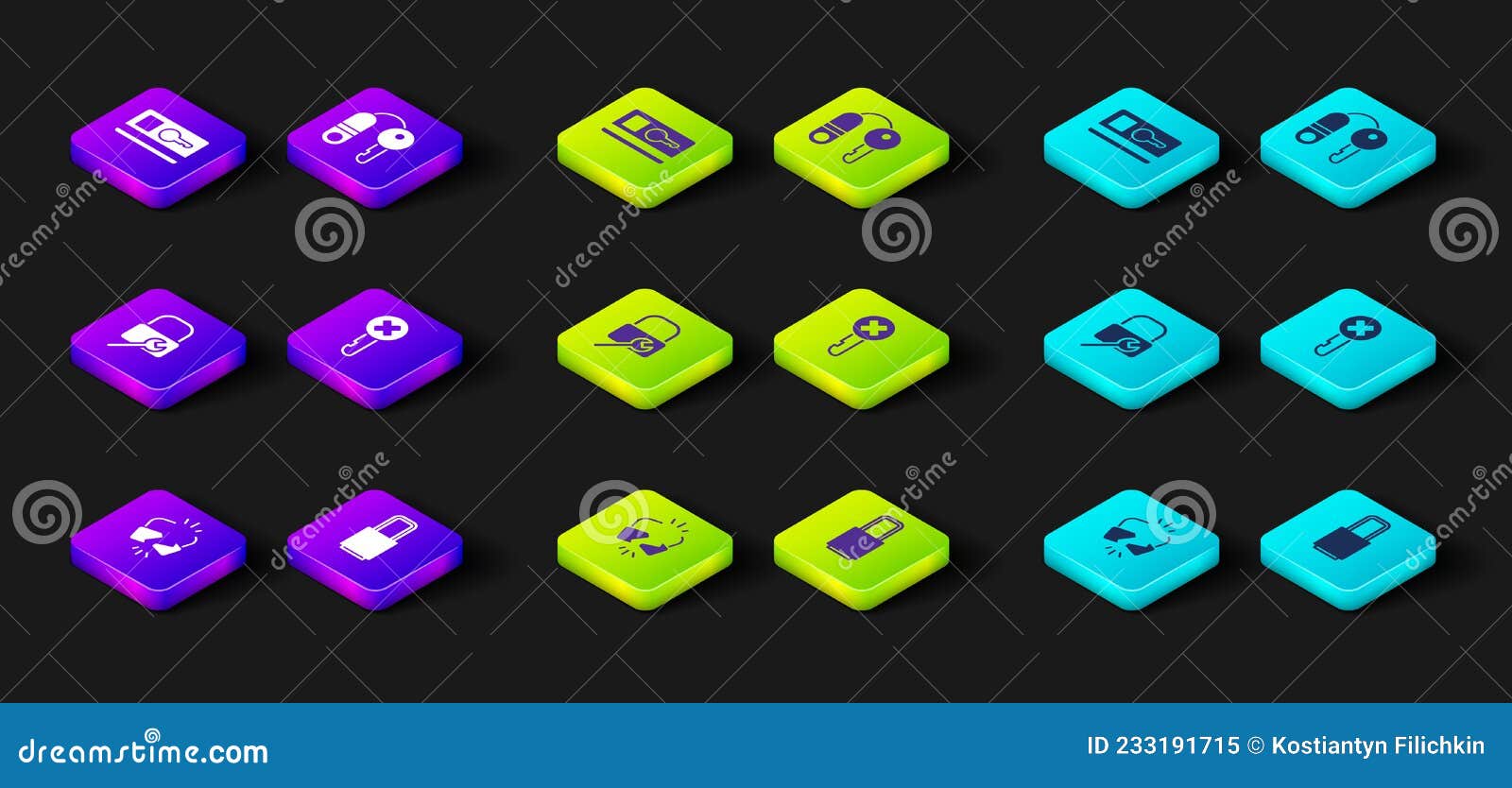 Set Broken or Cracked Lock, Lock, Repair, Wrong Key, House with and Key ...