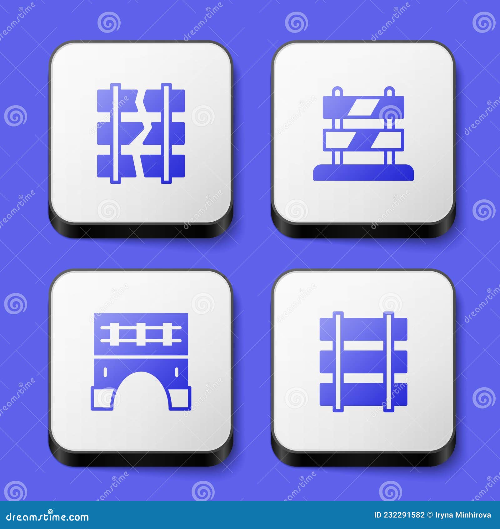 Set Broken or Cracked Railway, End of Tracks, Bridge for Train and ...