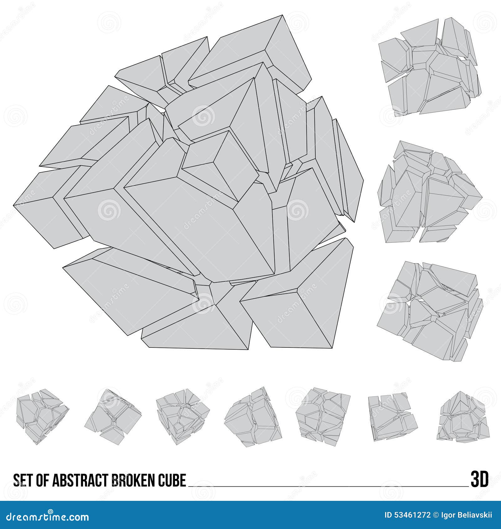 Set of broken cubes. stock vector. Illustration of break - 53461272