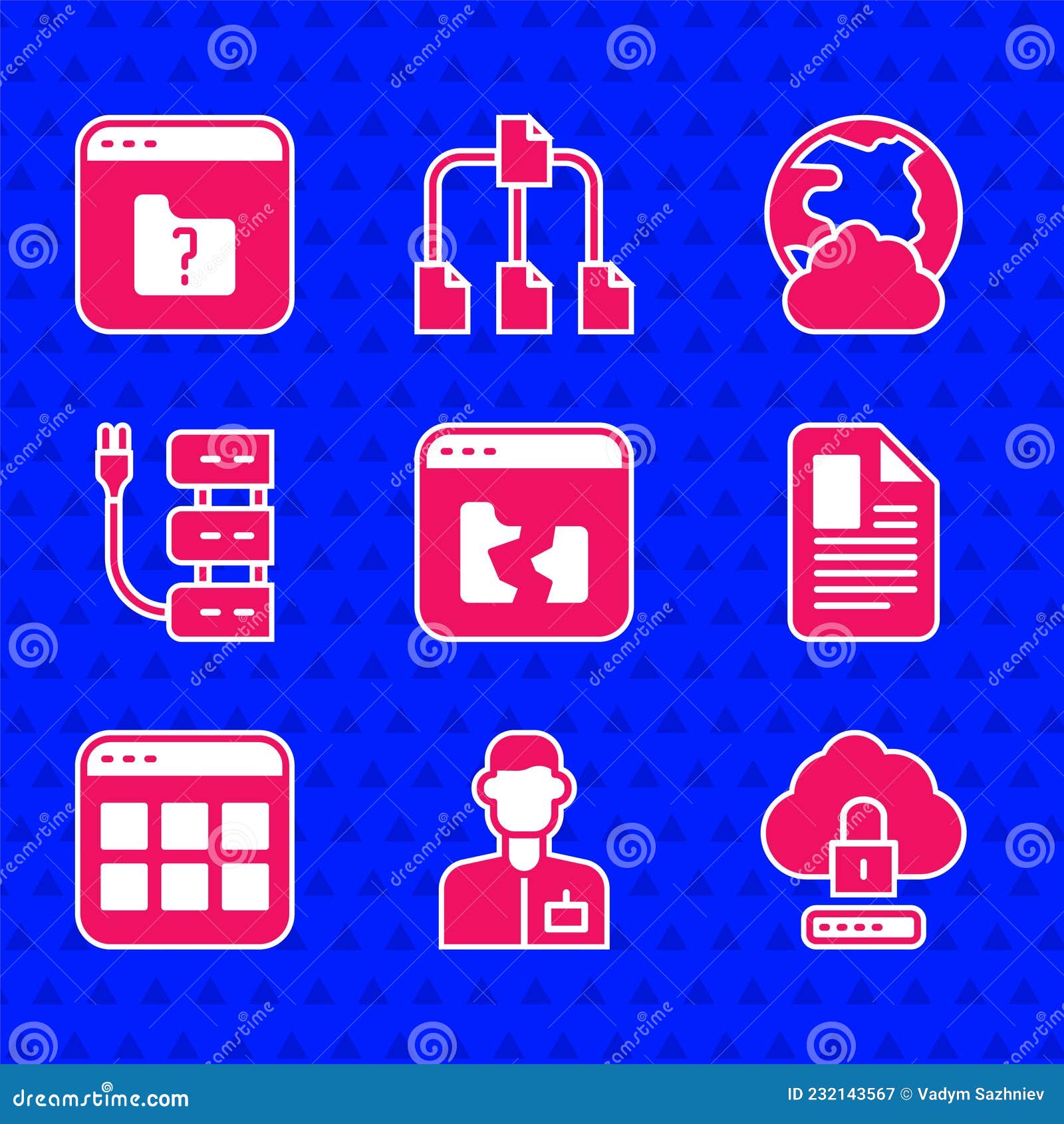 Set Broken File, Analyst Engineer, Cloud Computing Lock, File Document, Browser Files, Server ...