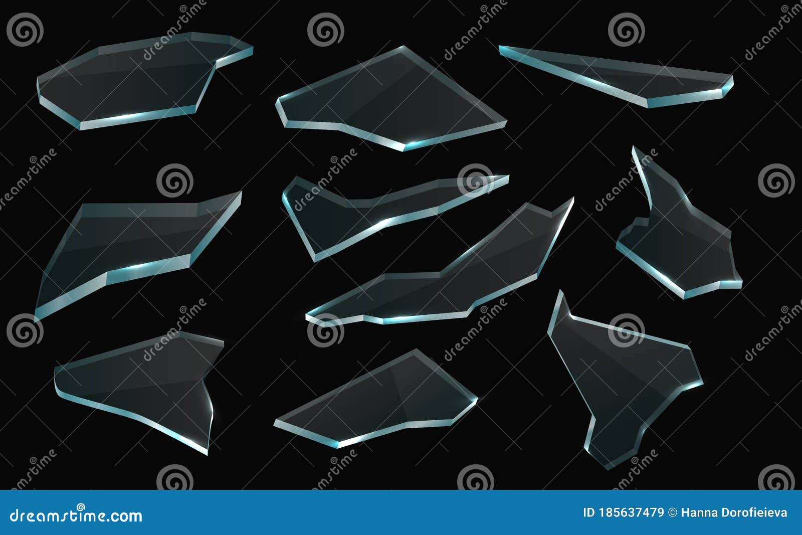 Set Of Broken Glass Shards Vector Splinters Stock Vector Illustration Of Isolated Light