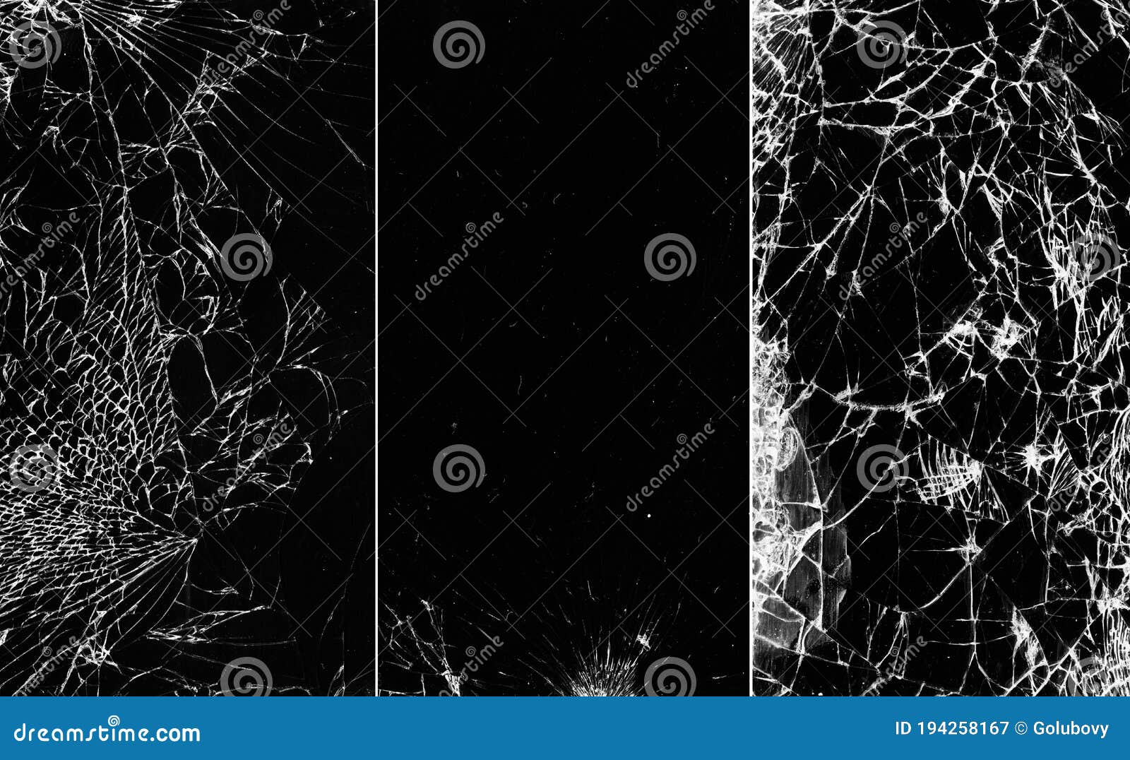 Set 3 Broken Glass Templates Crushed Tablet Screen Stock Image - Image ...