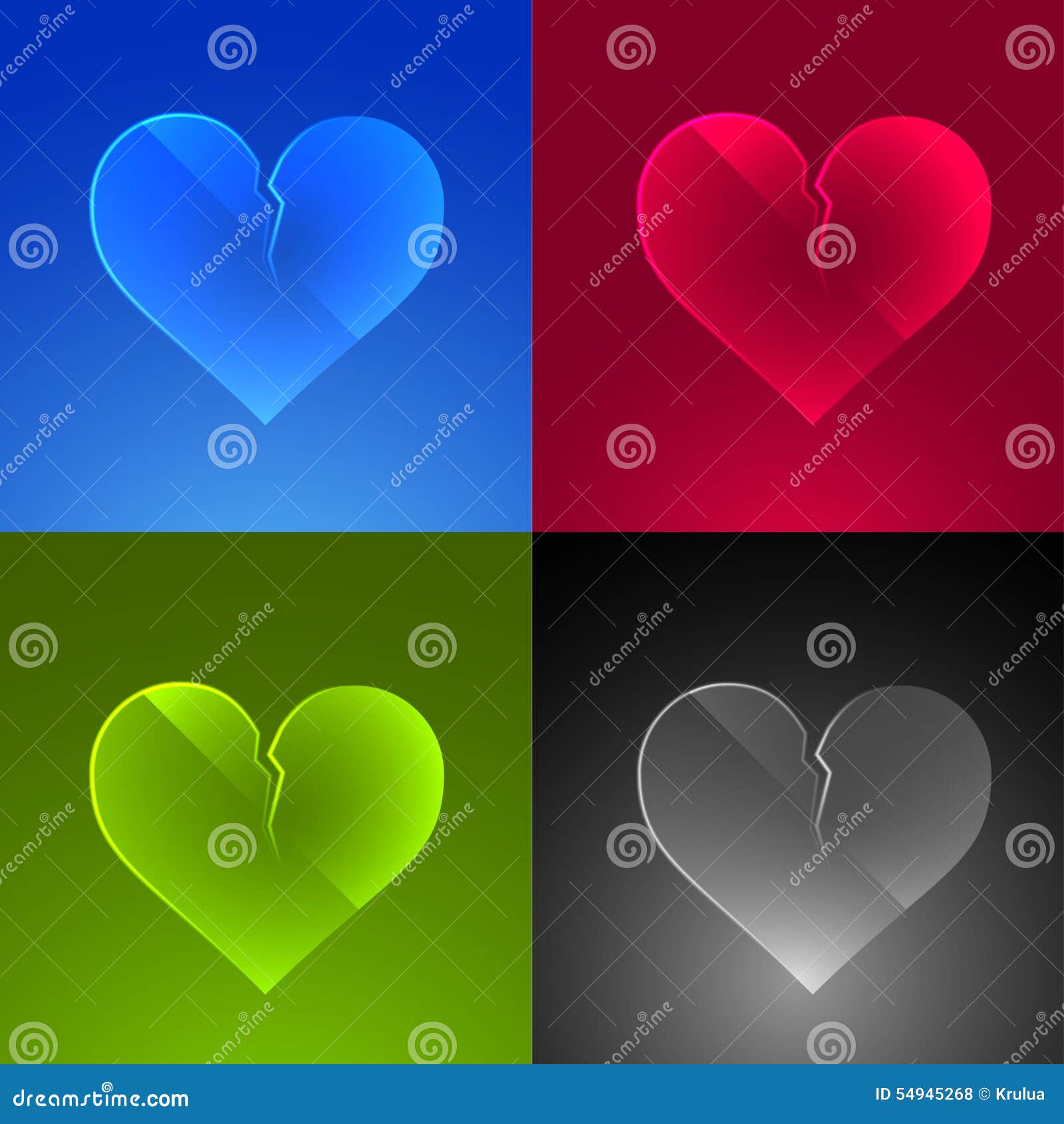 Set of Broken Hearts Icons. Stock Vector - Illustration of artwork ...