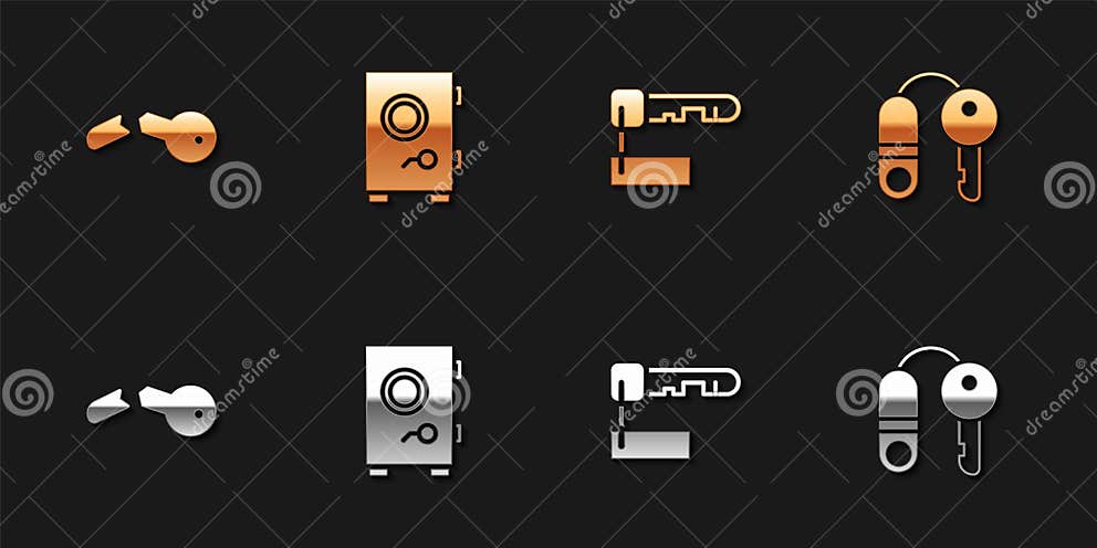 Set Broken Key, Safe, Marked and House with Icon. Vector Stock Vector ...