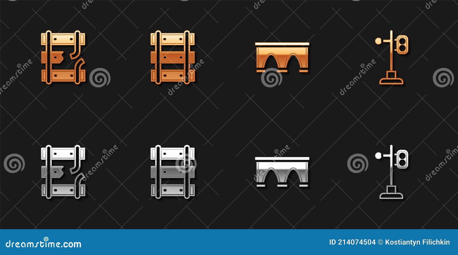 Set Broken Rails on a Railway, Railway, Railroad Track, Bridge for ...