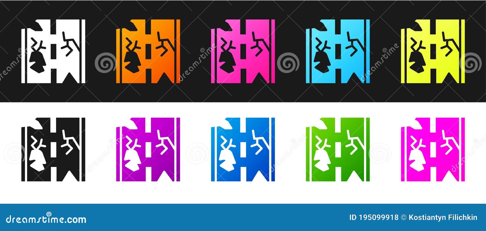 Set Broken Road Icon Isolated on Black and White Background. Vector ...