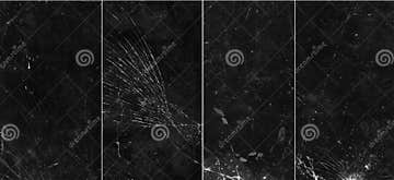 Set 4 Broken Templates Crashed Screen Smartphone Stock Image - Image of ...