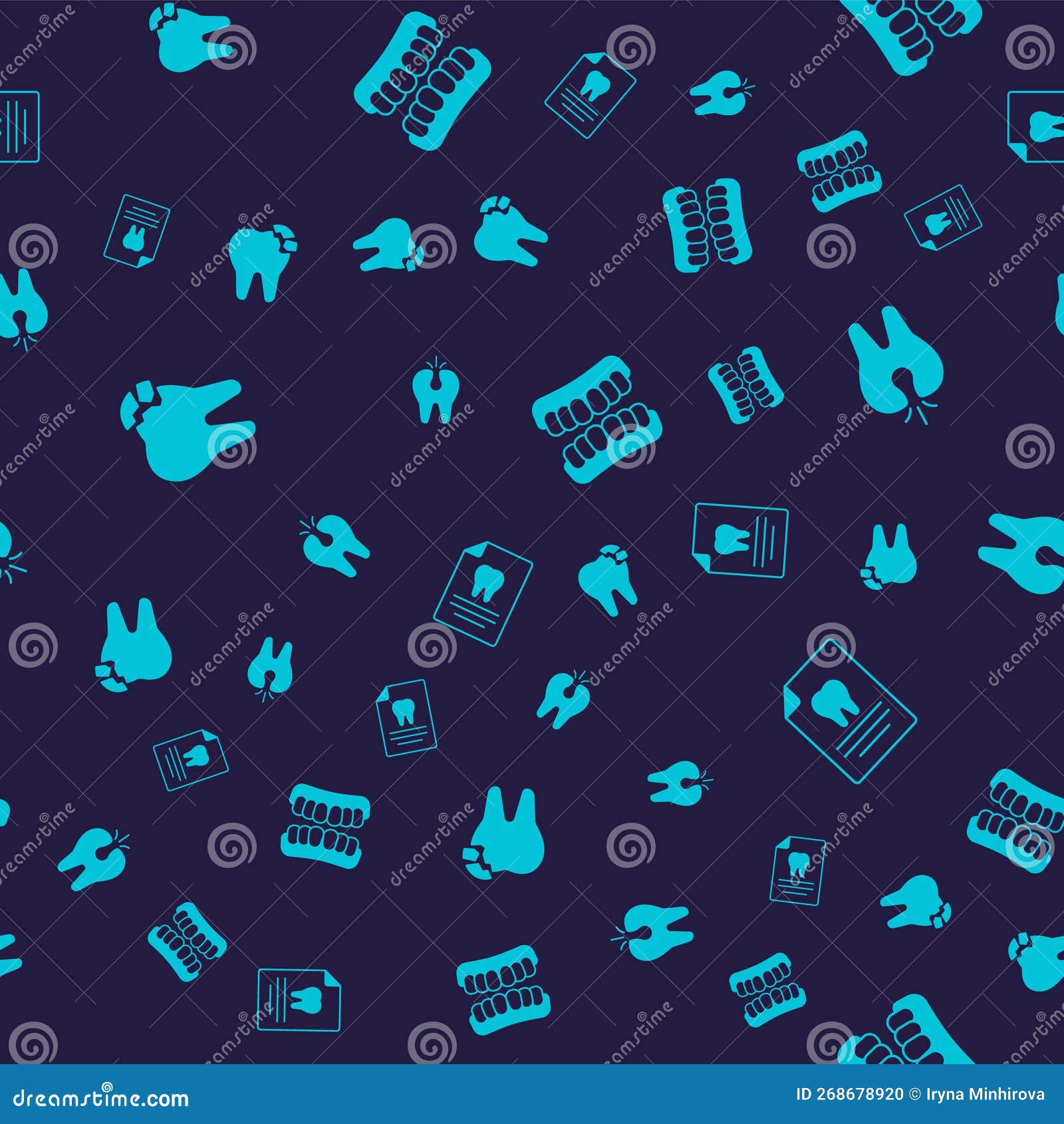 Set Broken Tooth, Dentures Model and Clipboard with Dental Card on ...