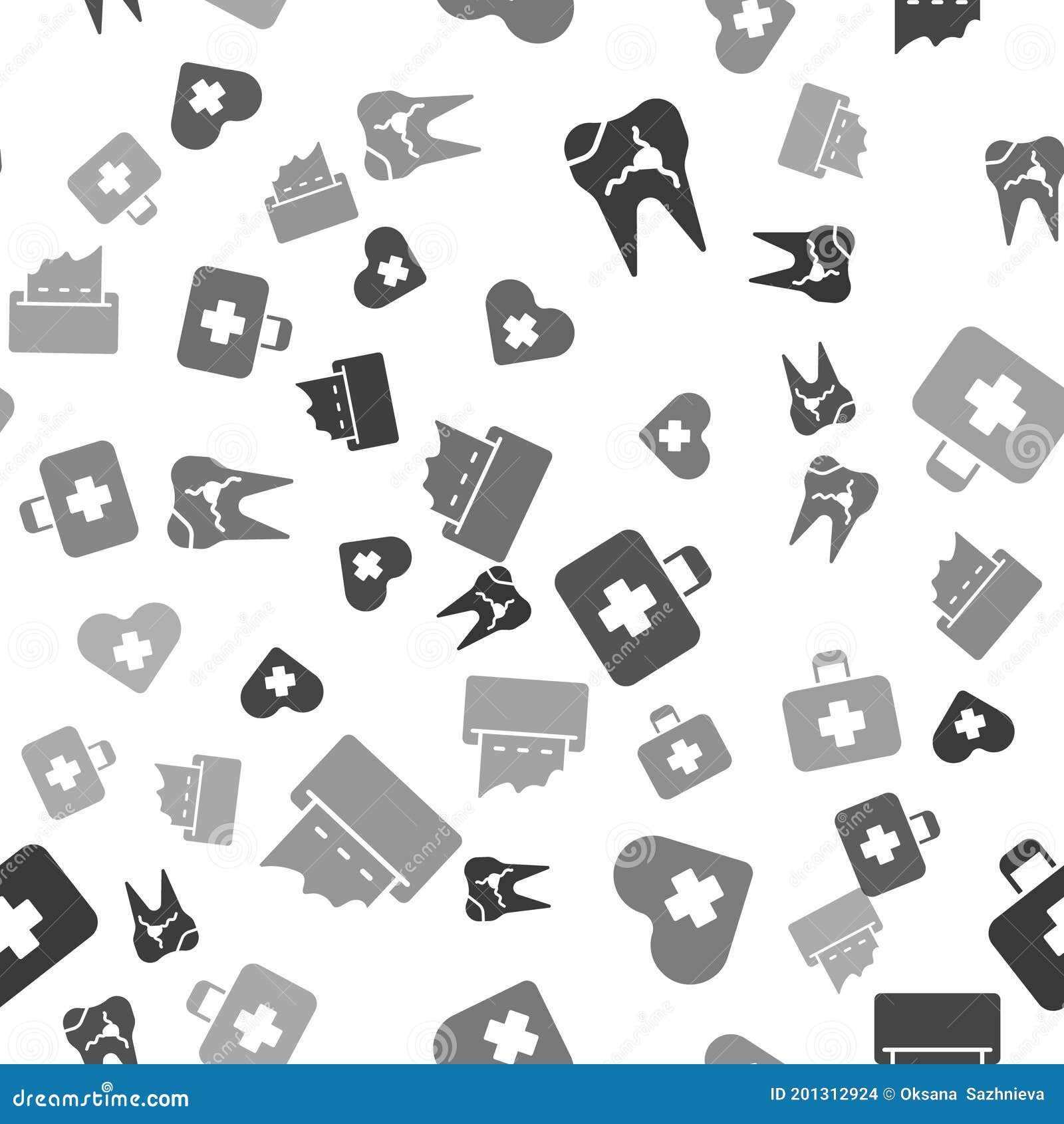 Set Broken Tooth, Heart with a Cross, First Aid Kit and Paper Towel ...