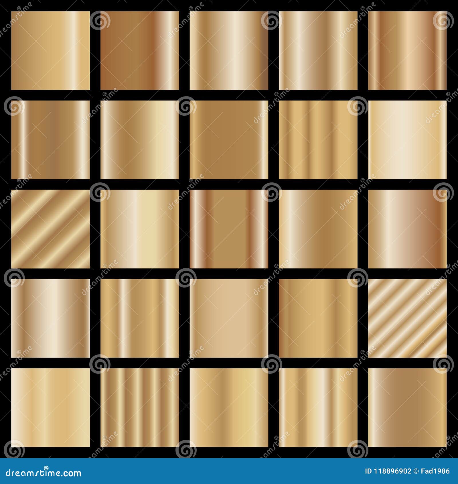 Set of bronze gradients stock vector. Illustration of metal - 118896902