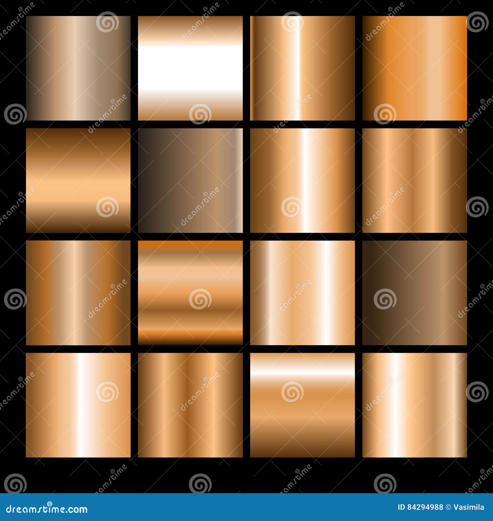 Set of bronze gradients stock vector. Illustration of panel - 84294988
