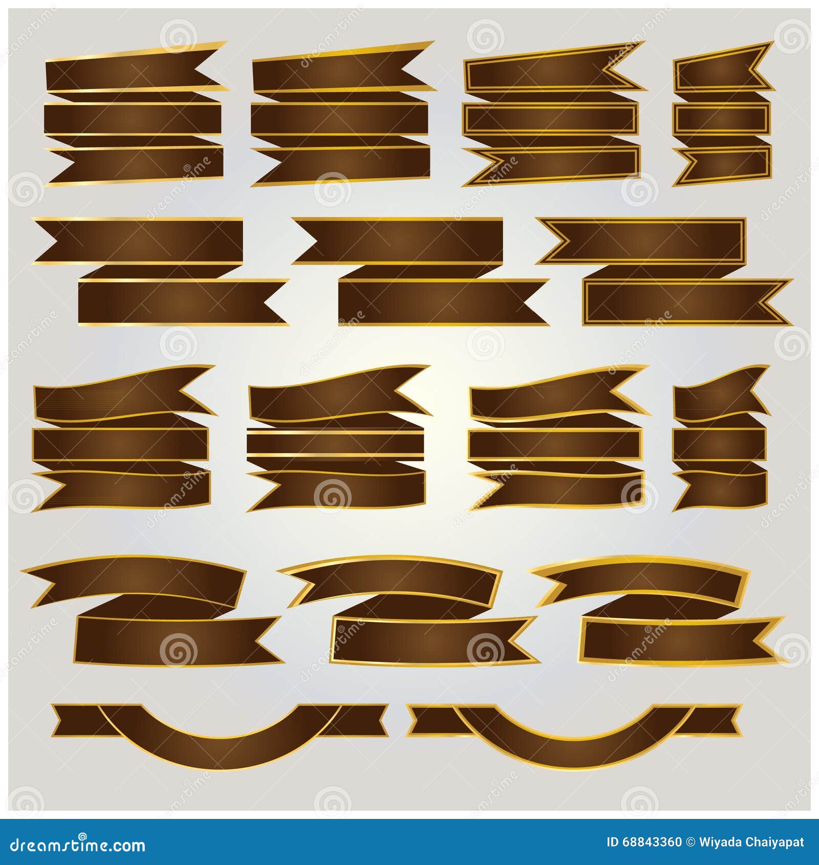 Set Bronze Ribbons and Banners Stock Illustration - Illustration of ...