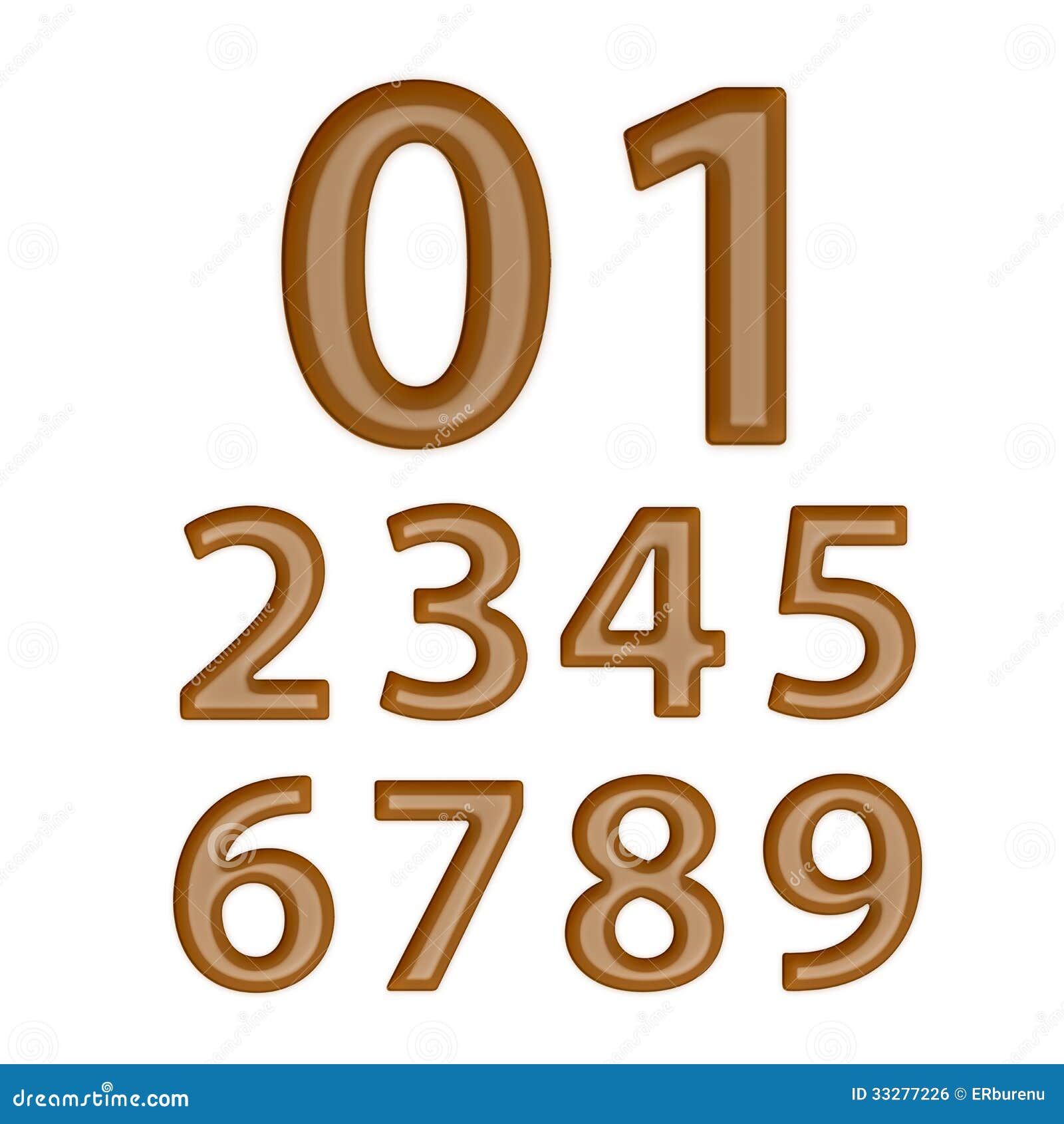 Set of Brown Chocolate Numbers 0-9 Stock Illustration - Illustration of ...