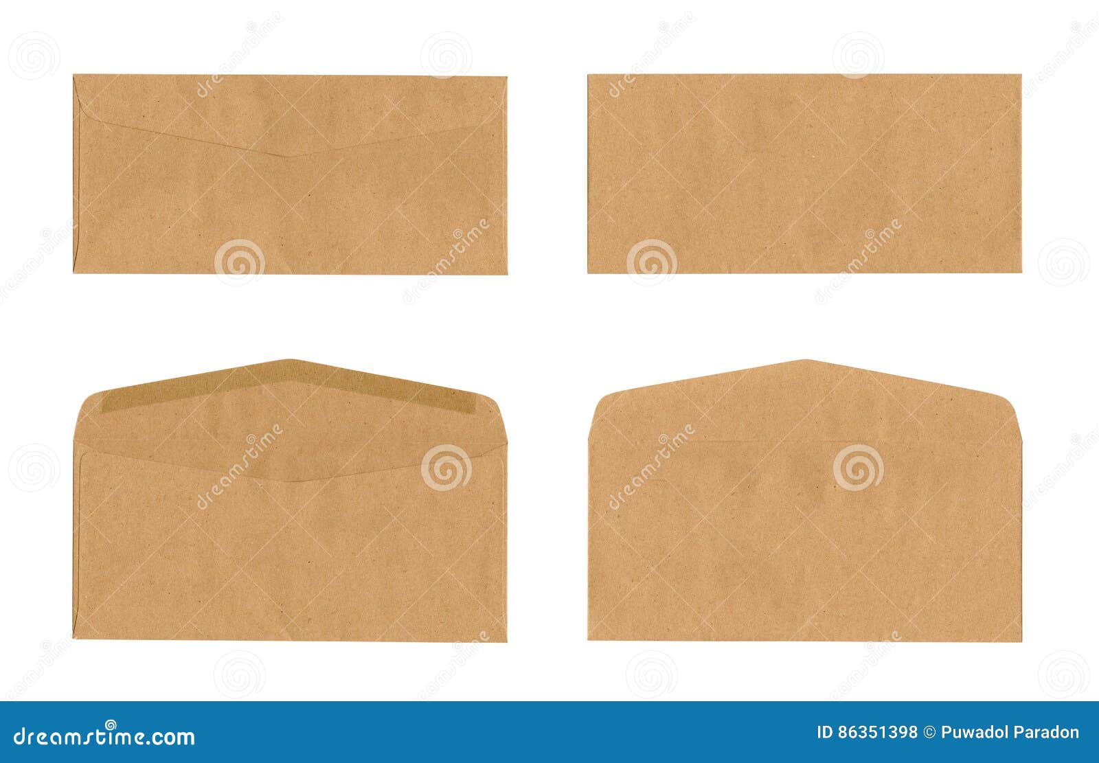 Set of Brown Envelope Isolated on White Stock Photo - Image of address ...