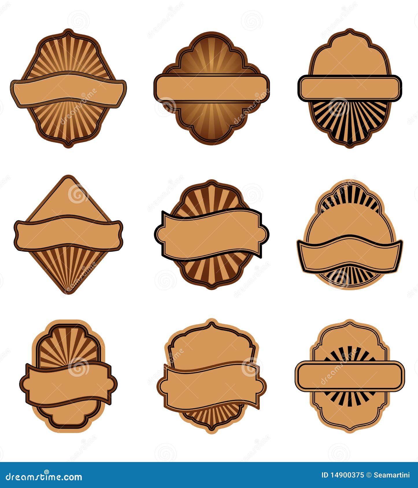 Set of brown labels stock vector. Illustration of retro - 14900375