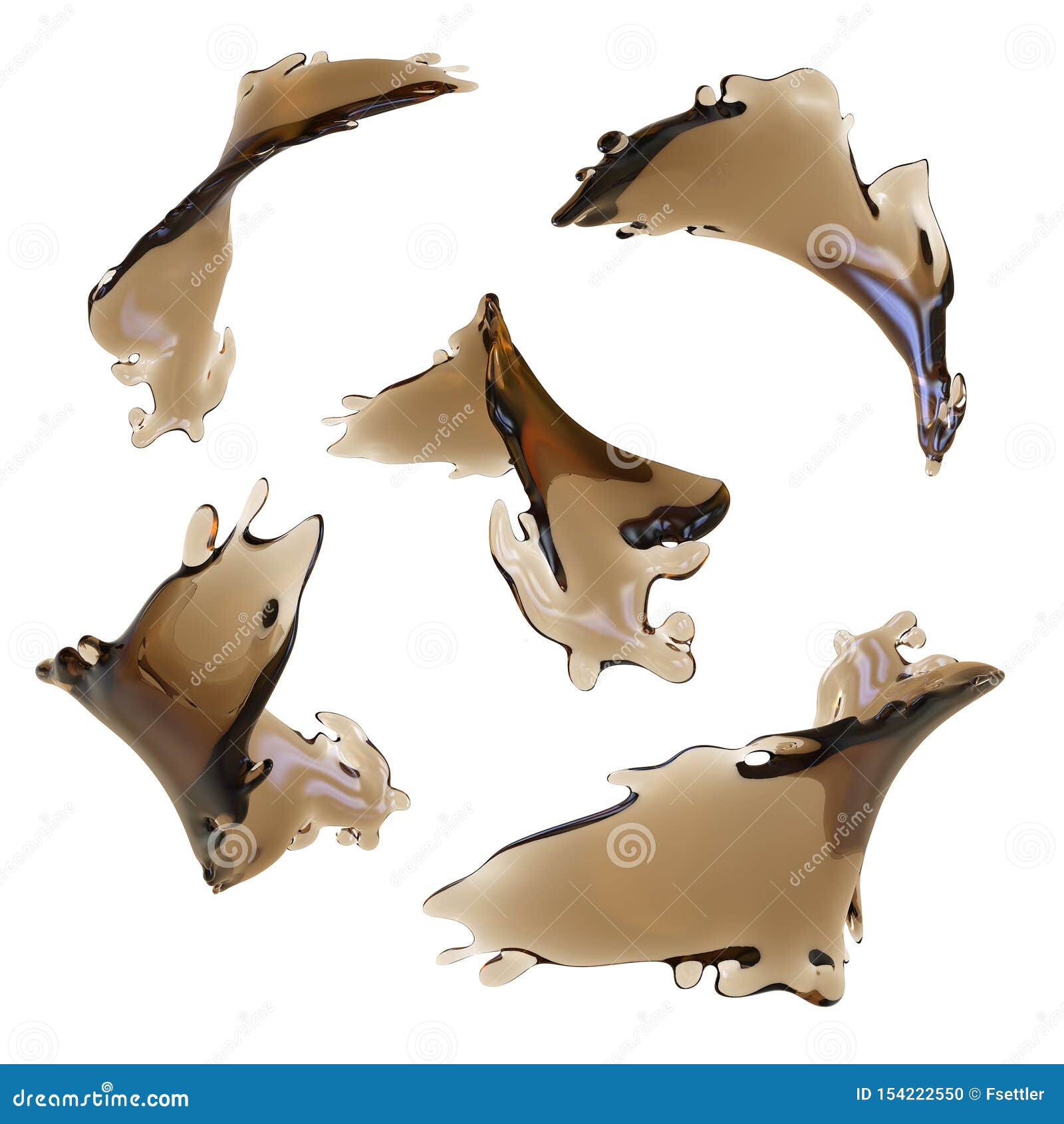 Set of Brown Liquid Splashes, Isolated on White Background. Stock ...