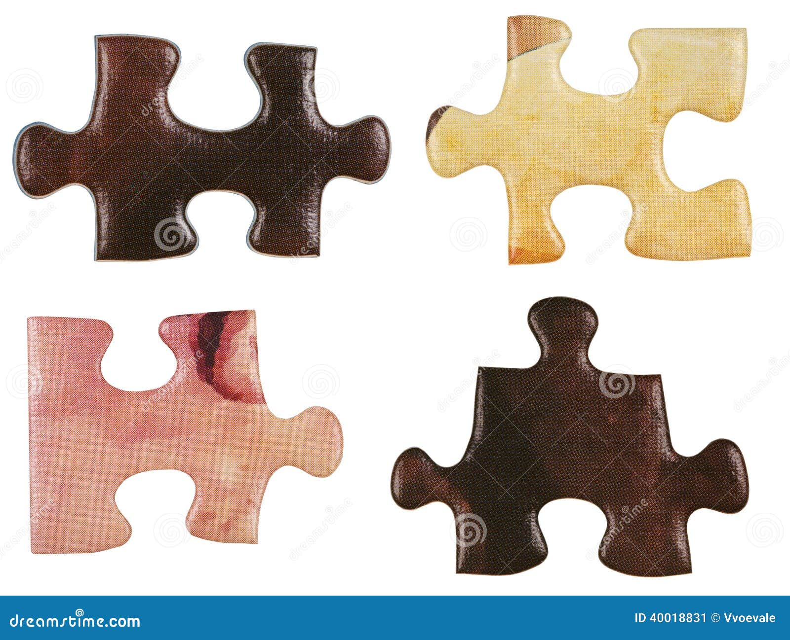Set of Brown Little Puzzle Pieces Stock Image - Image of cardboard ...