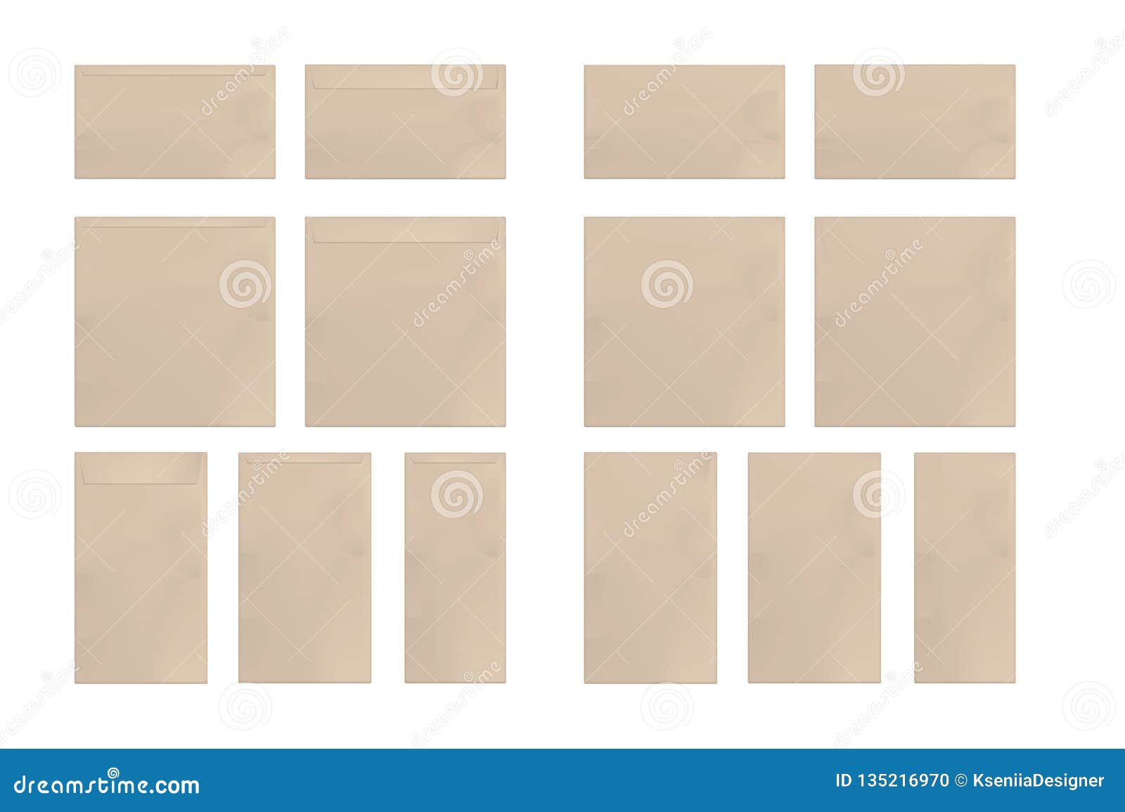 Set of Brown Paper Envelopes Stock Vector - Illustration of message ...