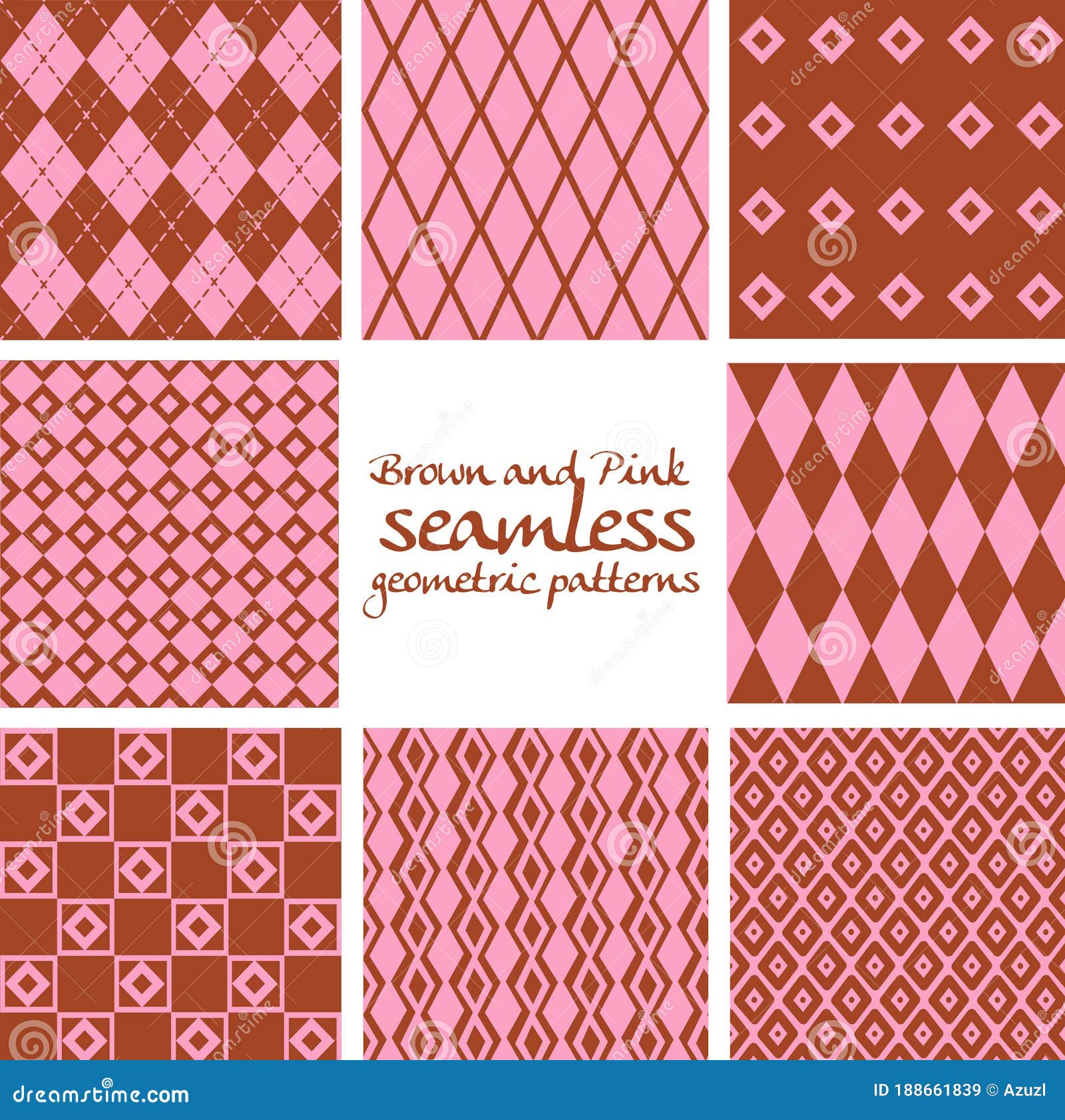 Brown and Pink Seamless Geometric Patterns from Rhombuses Stock Vector ...